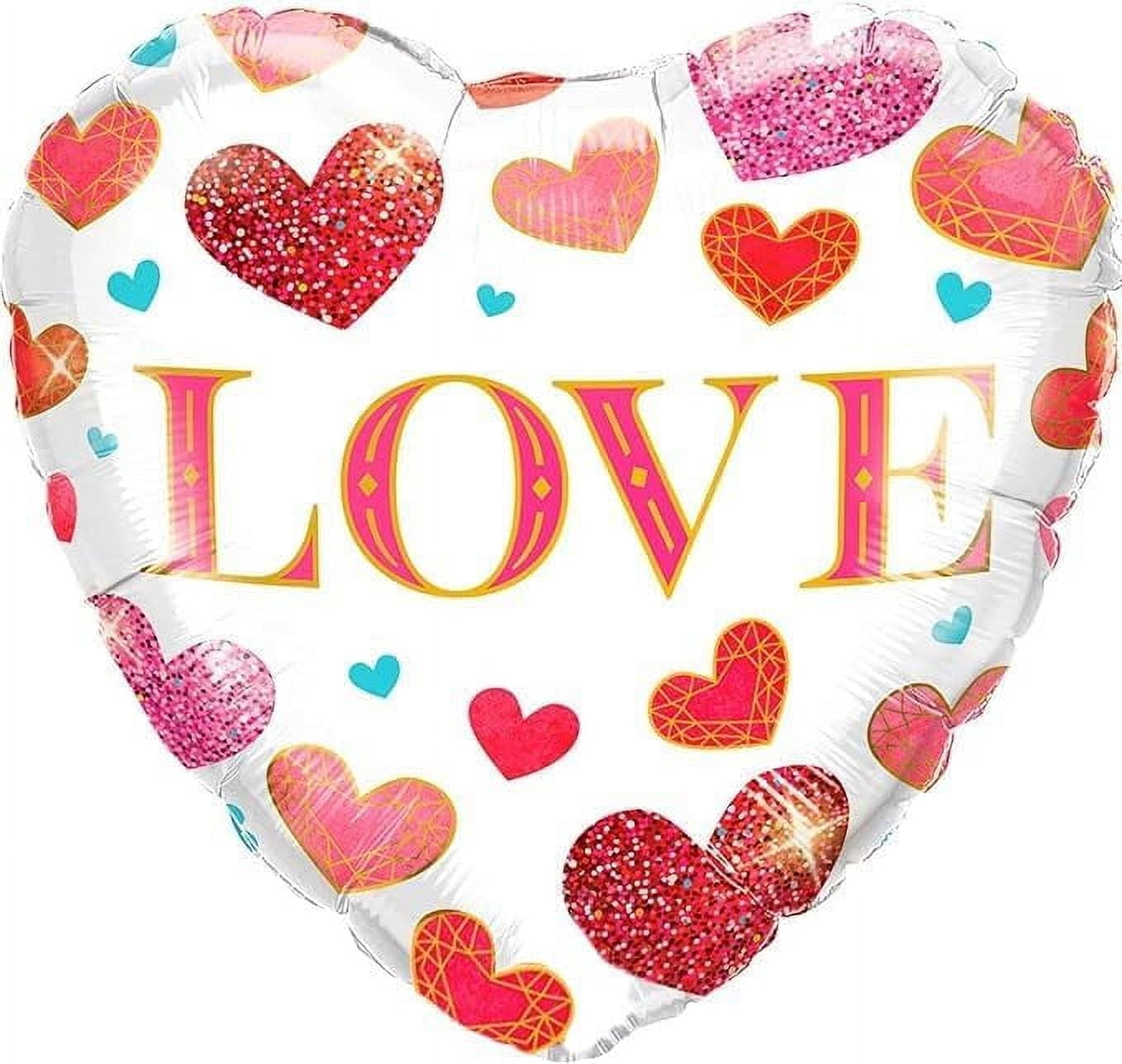 PMU Valentine's Day Love Jewel Hearts 18in Mylar-Foil Print Damask ...
