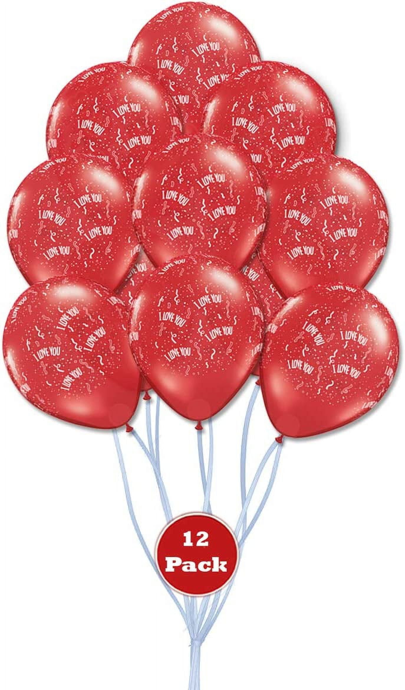 PMU Valentines Day Balloons 11 Inch I Love You Ruby Red Latex with All ...