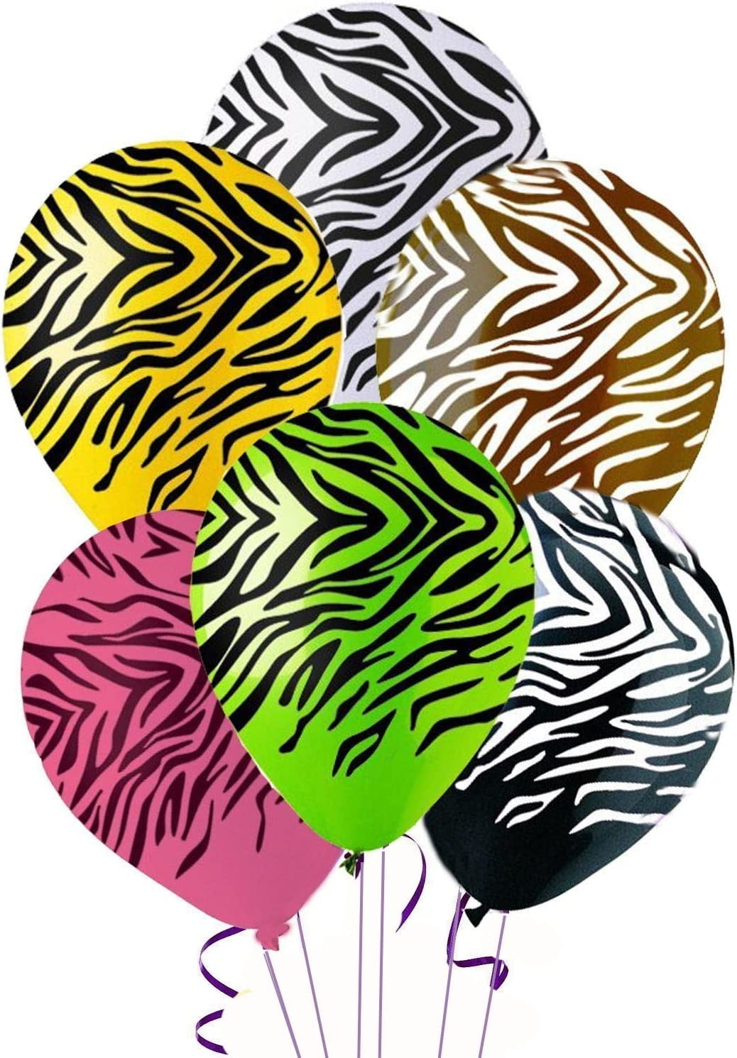 PMU Zebra Balloons PartyTex 11 Inch Premium Assorted with All-Over ...
