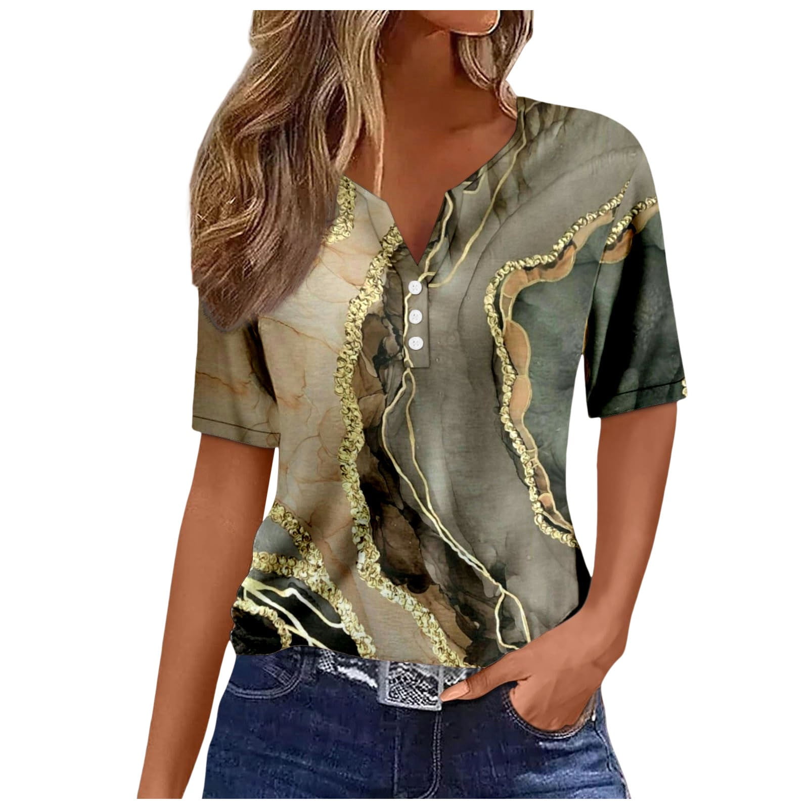 Pmuybhf Female 4 July Turtleneck Shirt Women Cotton Beige Womens Tops
