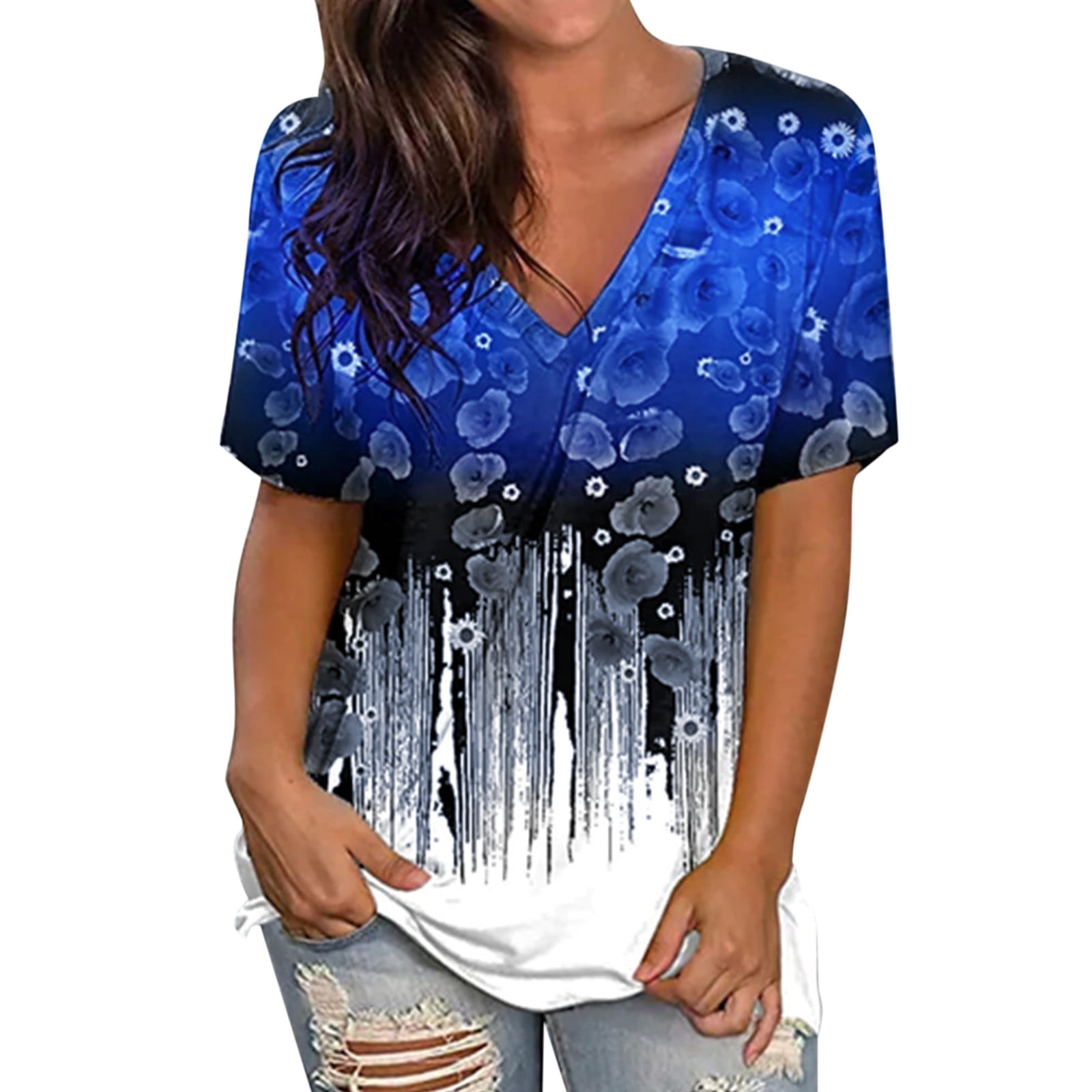 Pmuybhf Female 4 July Womens Shirts Casual Fall Plus Size Womens Summer