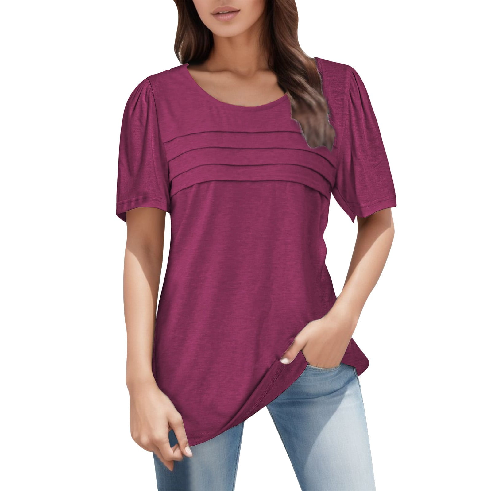 Pmuybhf Female 4 July Womens Shirts Fall 2024 Womens Summer Tops Short