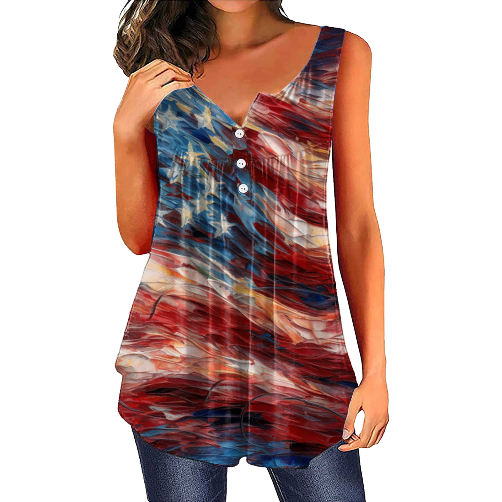 Pmuybhf Female 4 July Womens Shirts Plus Size Sexy Women Summer Fashion