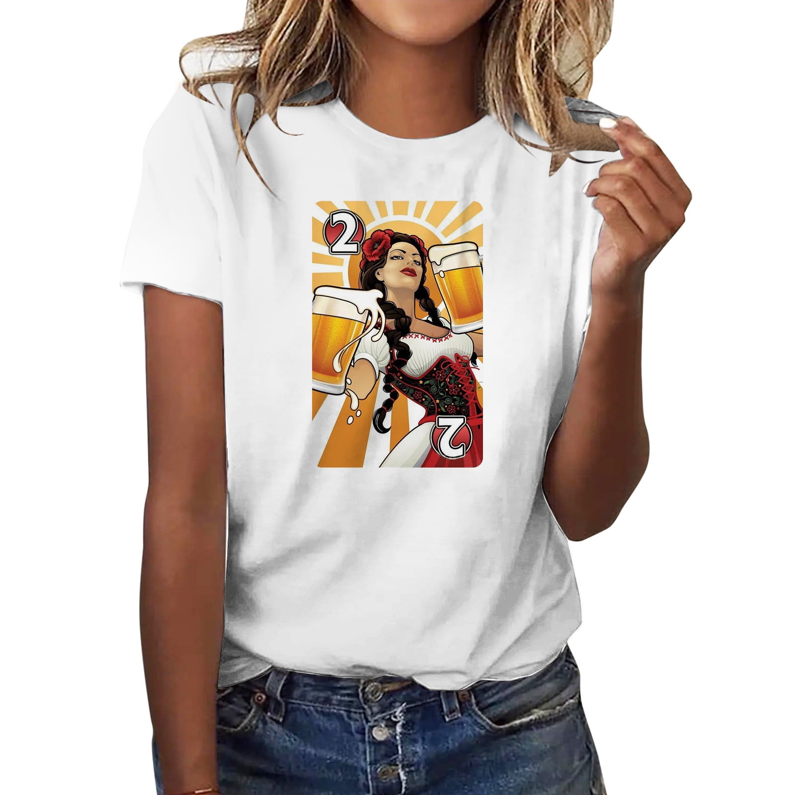 Pmuybhf Female 4 July Womens Tops Casual 3 4 Sleeves Womens German