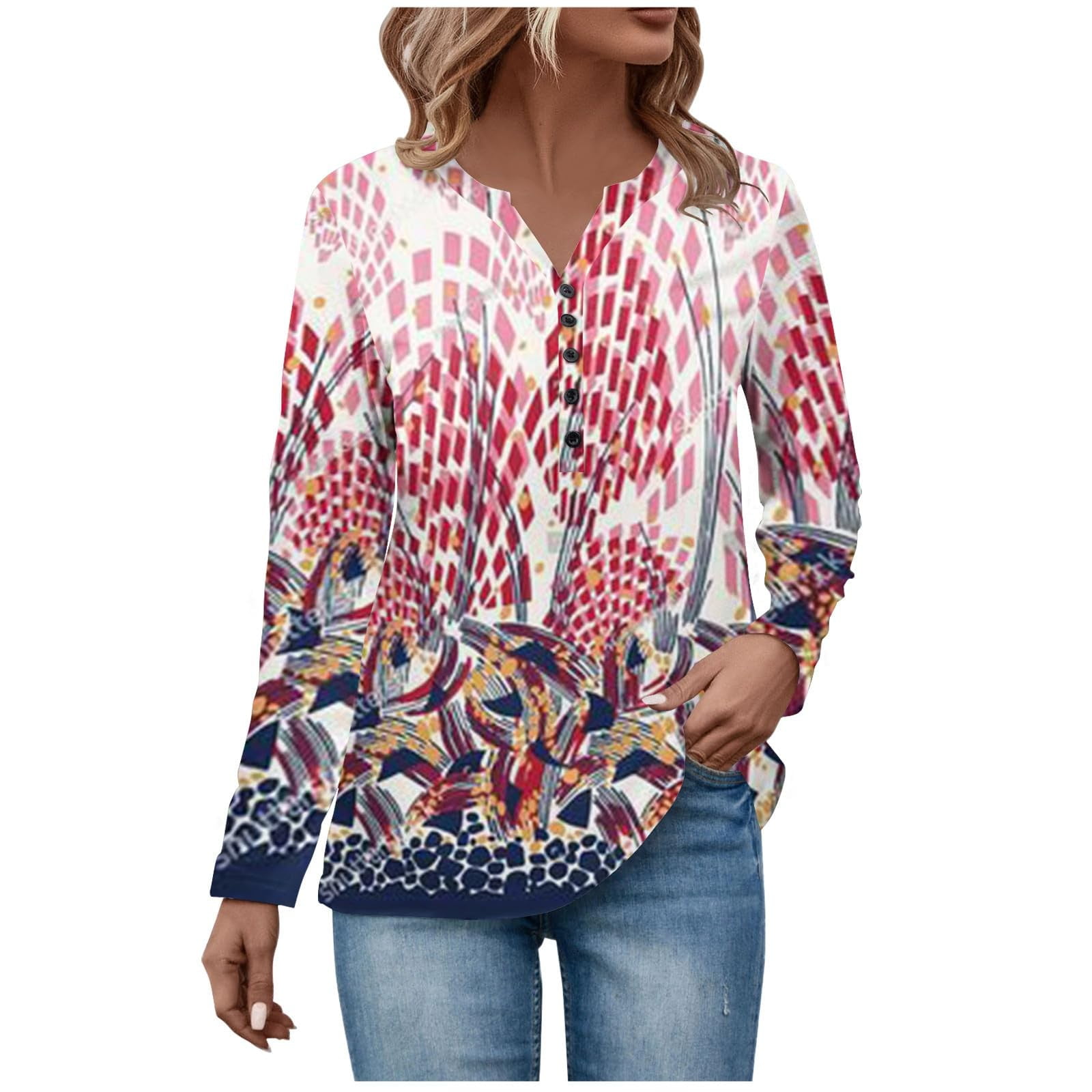 Pmuybhf Female 4th Of July Long Sleeve Shirts For Women Trendy Plus