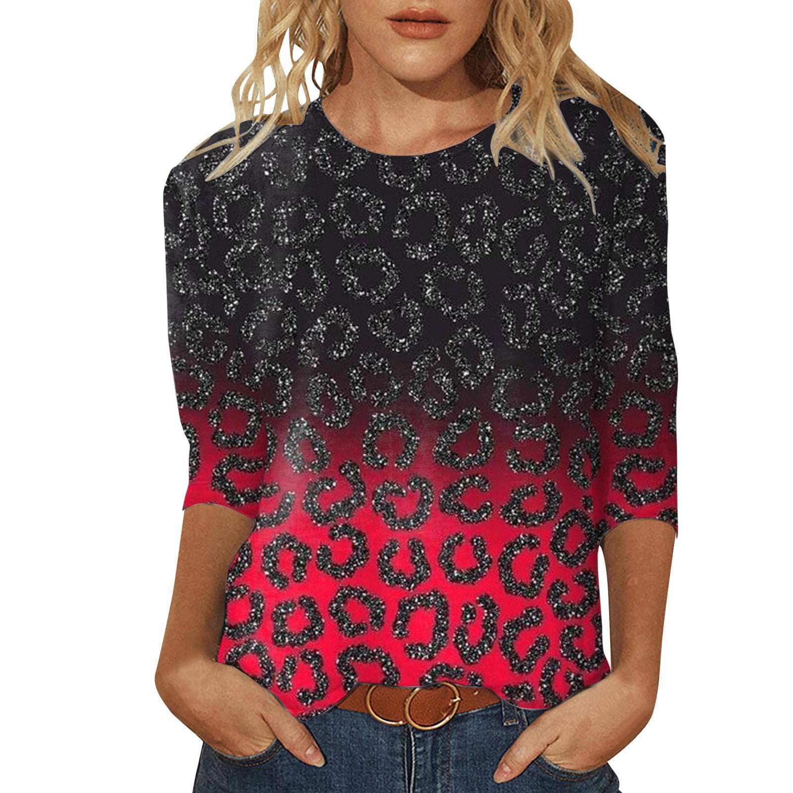 Pmuybhf Female 4th Of July Long Sleeve Shirts For Women V Neck Plus