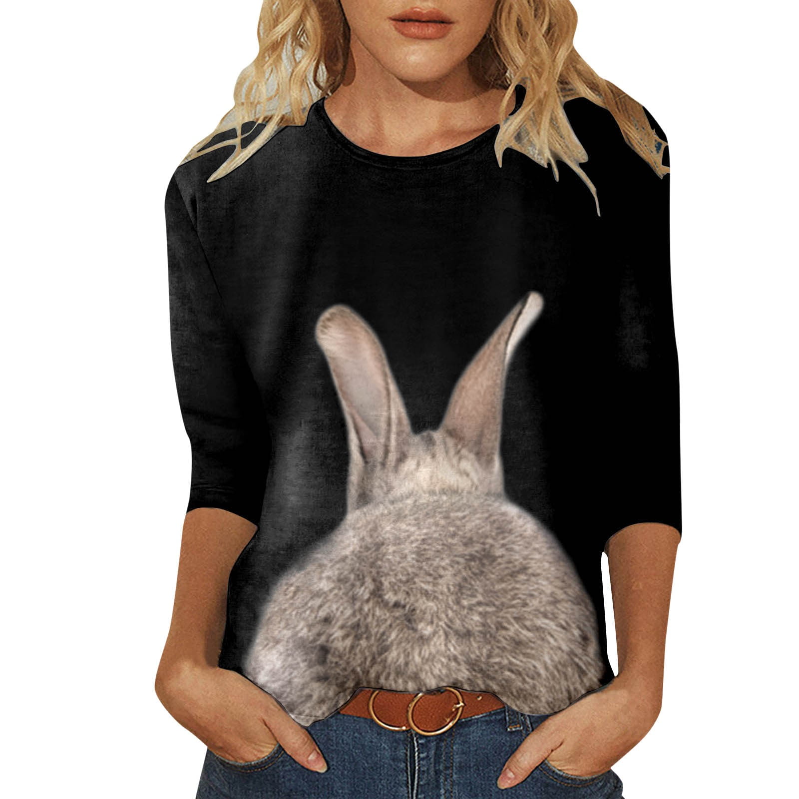 Pmuybhf Female 4th Of July White Long Sleeve Shirts For Women Cropped