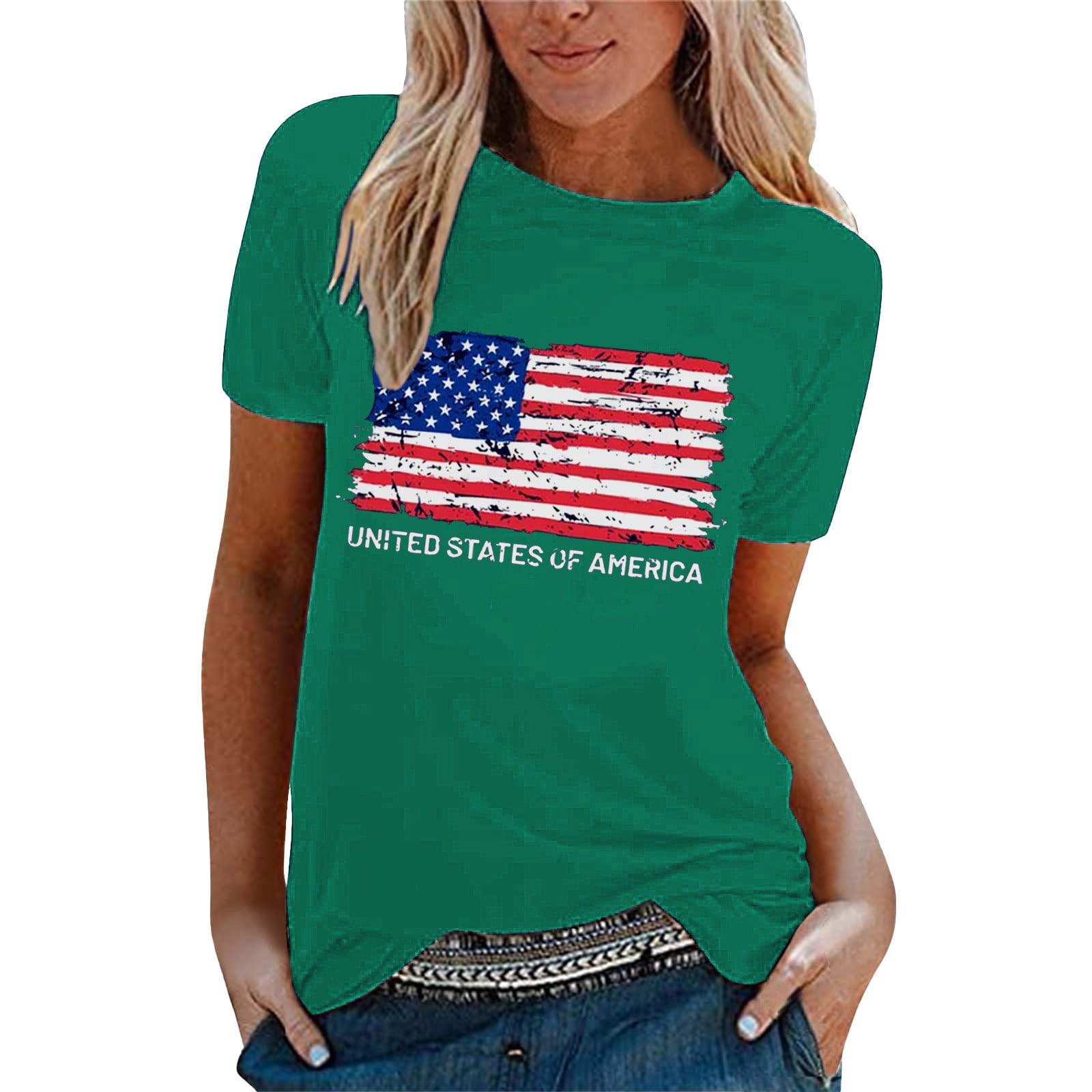 Pmuybhf Female 4th Of July Womens Blouses Casual Womens Independence