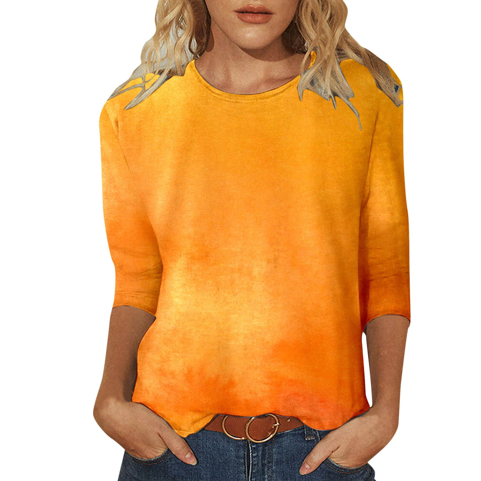 Pmuybhf Female July 4 Womens Tops Plus Size Sexy Women Long Sleeve