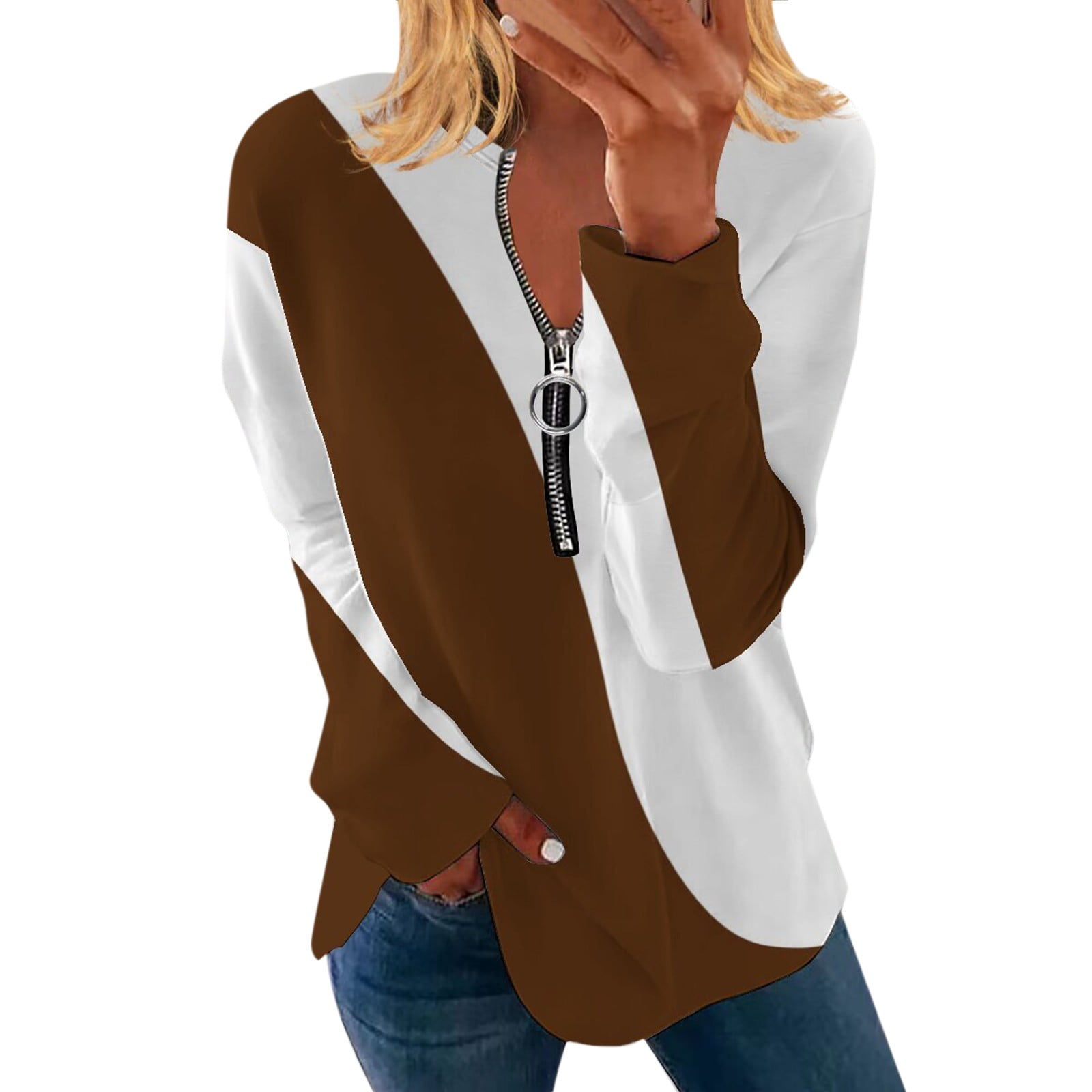 Pmuybhf Female July 4 Womens Tops Sexy Casual Cleavage Long Sleeve 2024