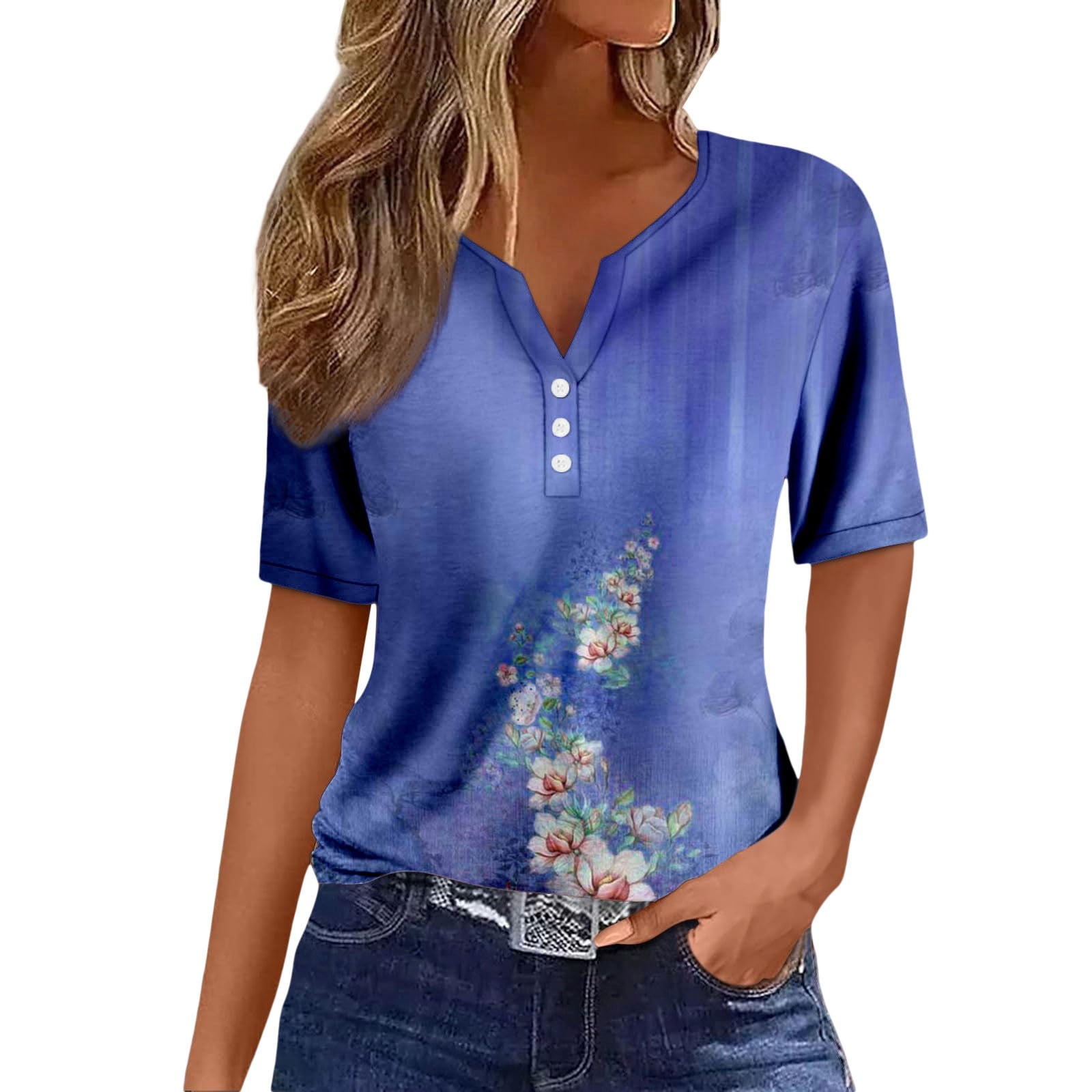 Pmuybhf Female July 4th Blouses For Women 2024 Casual Womens Tops