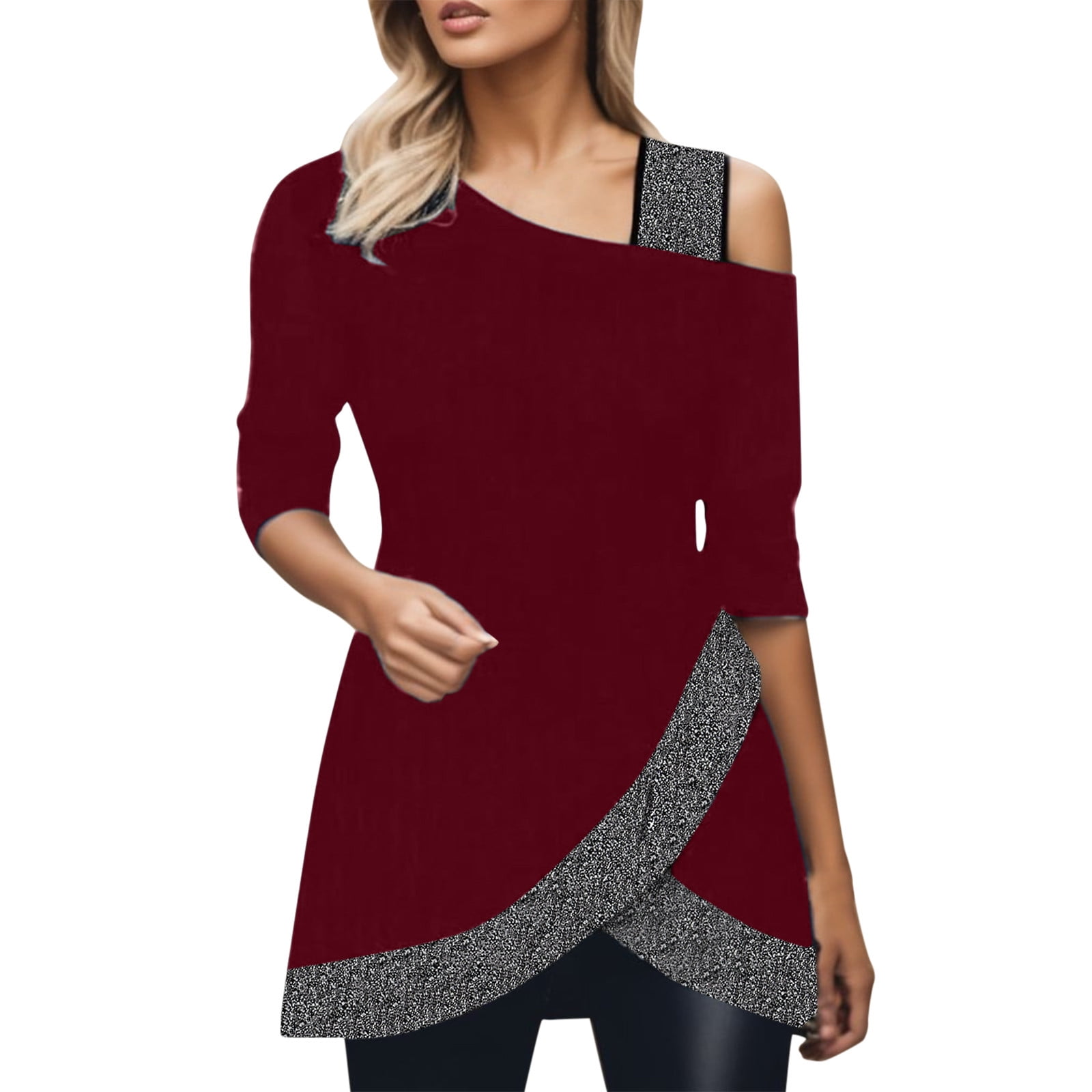 Pmuybhf Female July 4th Plus Size Tops For Women Long Sleeve Casual