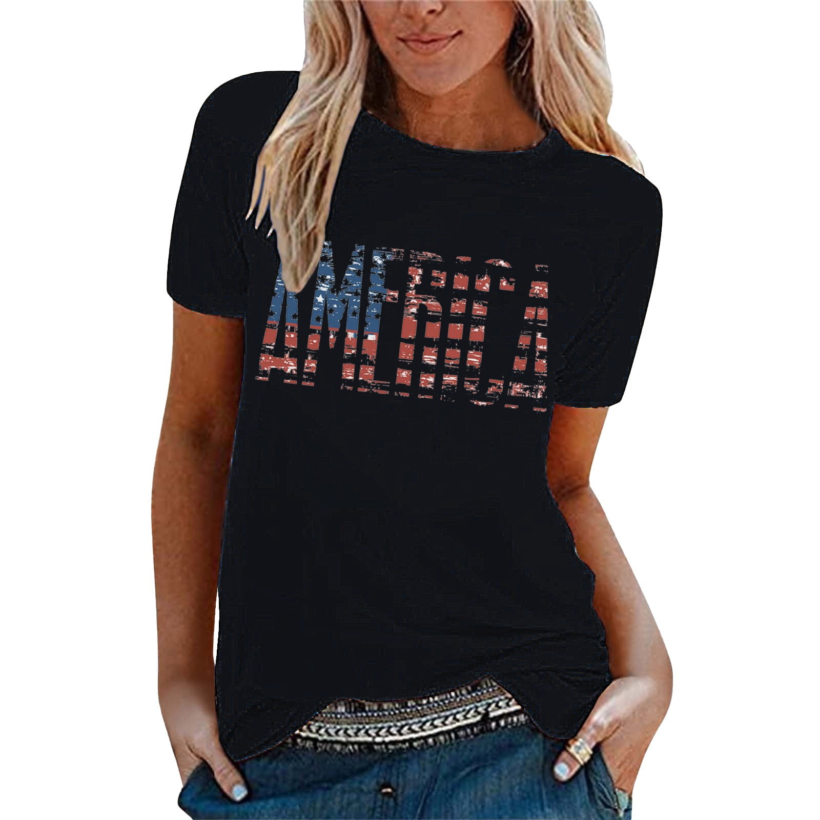 Pmuybhf Female July 4th Womens Blouses Casual Women Casual Independence