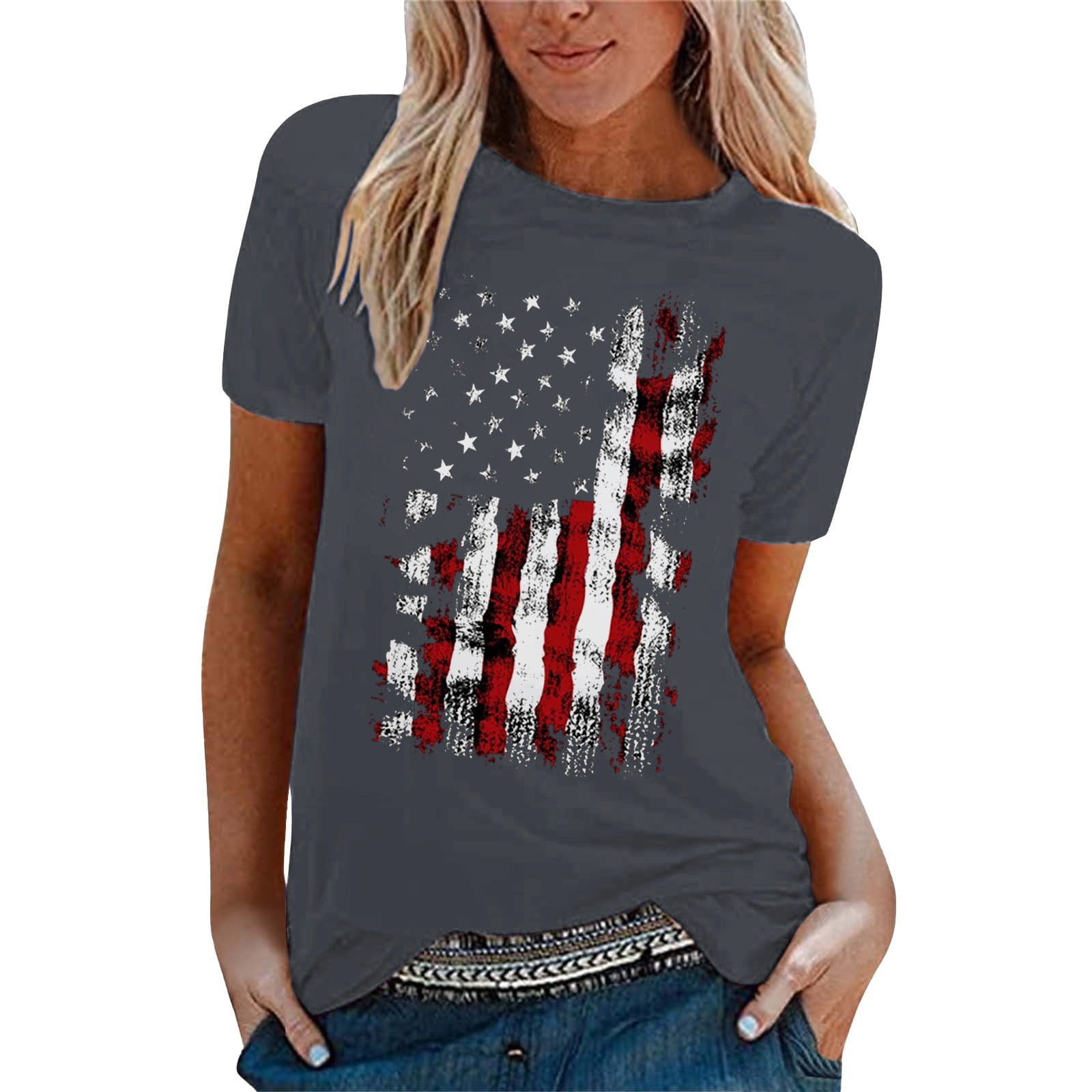 Pmuybhf Female July 4th Womens Blouses Casual Women Casual Independence