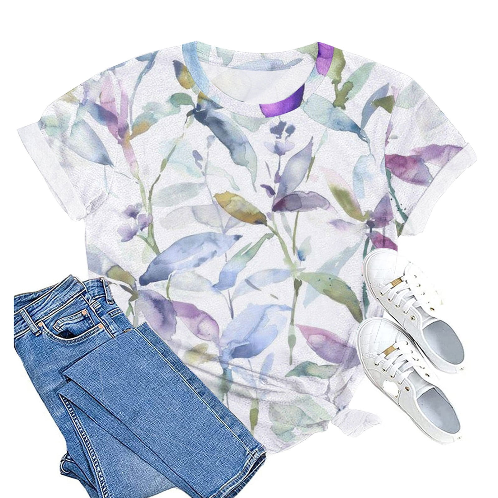 Pmuybhf Female July 4th Womens Blouses Long Sleeve Floral 2024 Womens