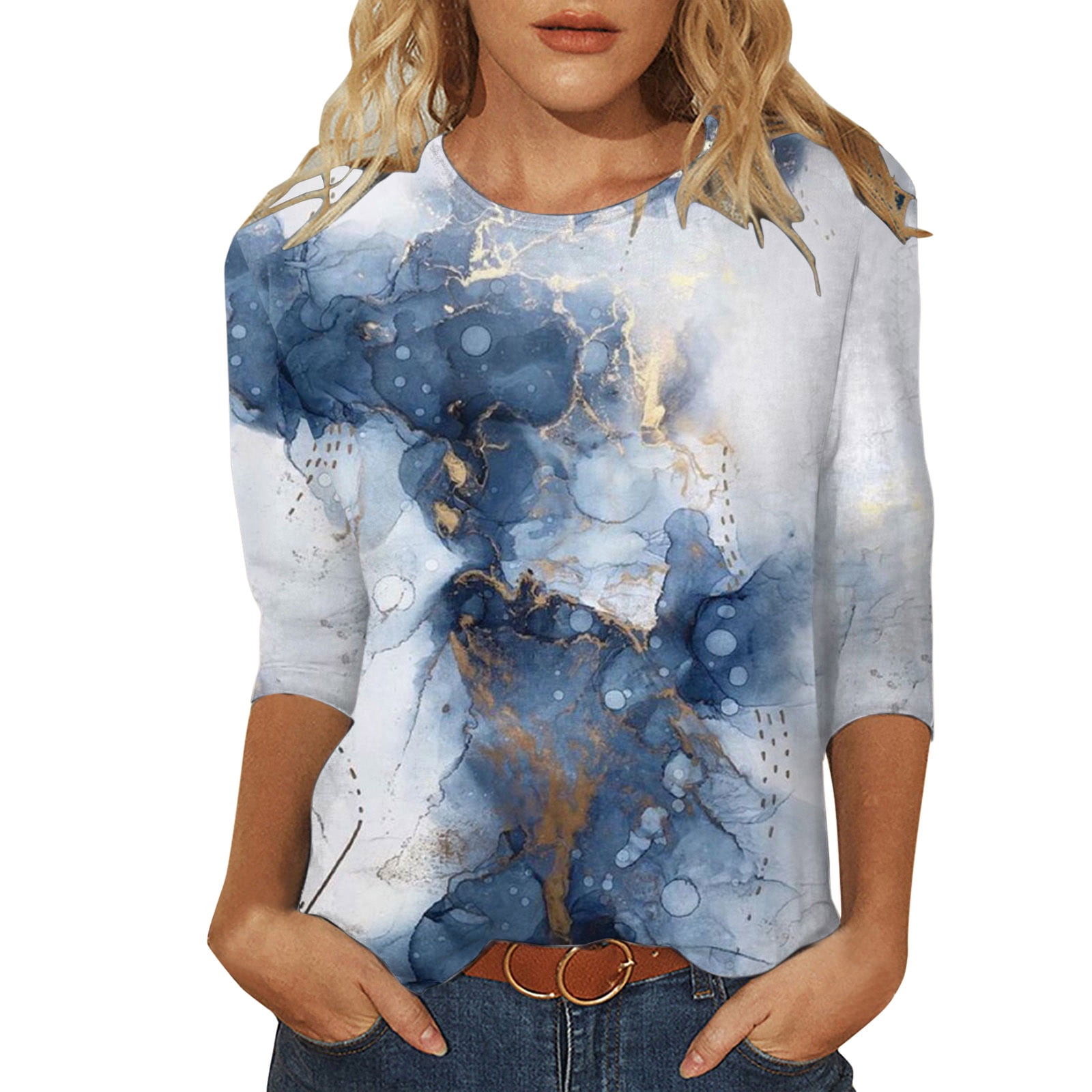 Pmuybhf Female July 4th Womens Long Sleeve Tops Dressy Casual Black