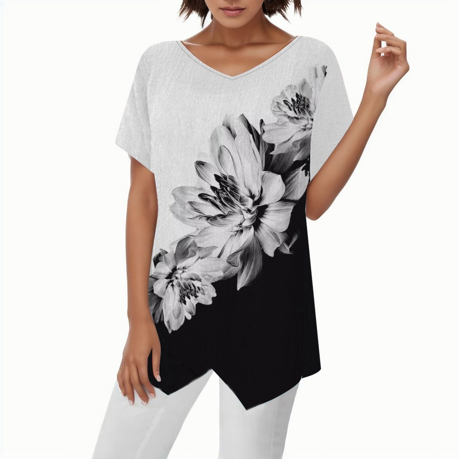 Pmuybhf Female July 4th Womens Tops Casual 3 4 Sleeves Womens Casual