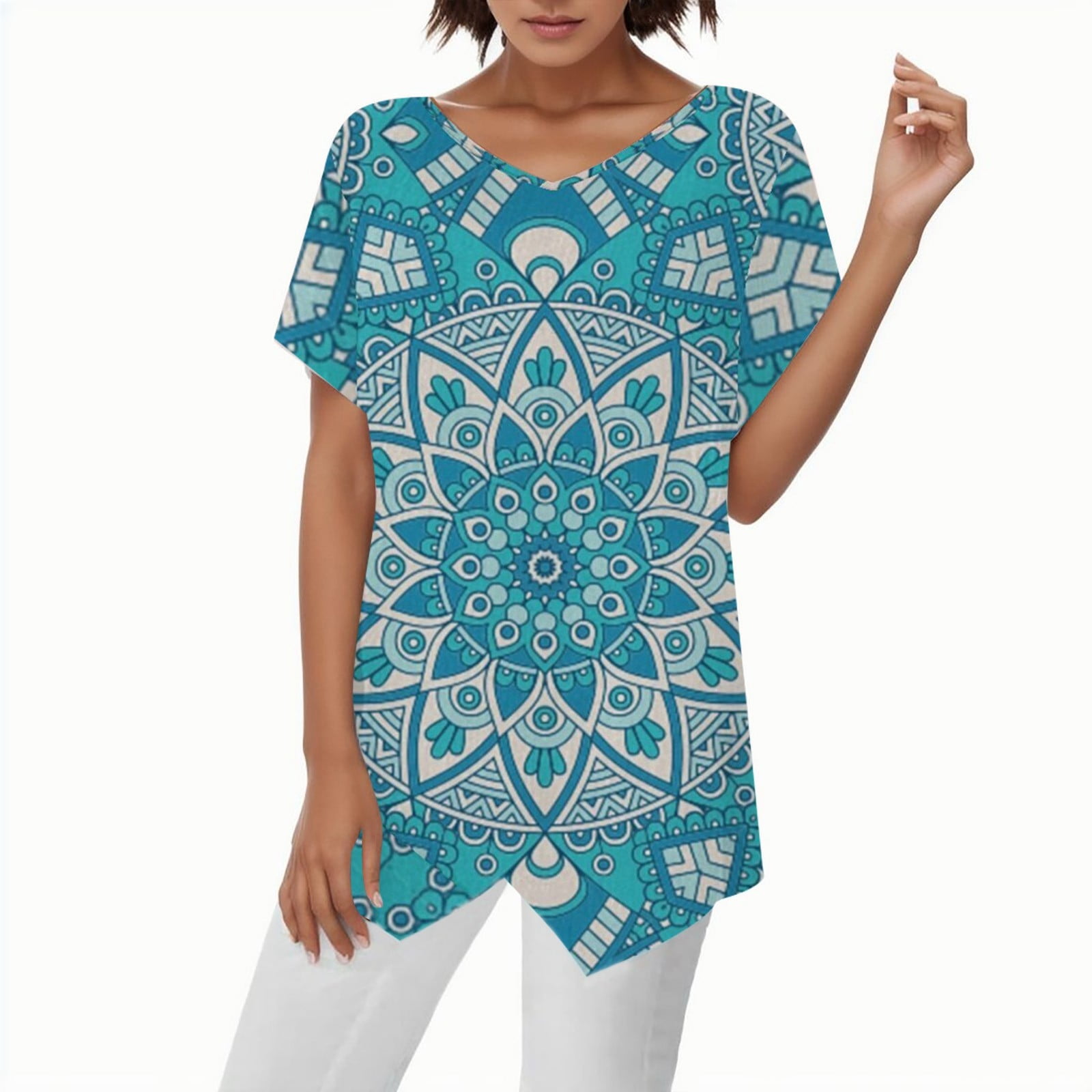 Pmuybhf Female July 4th Womens Tops Casual 3 4 Sleeves Womens Casual