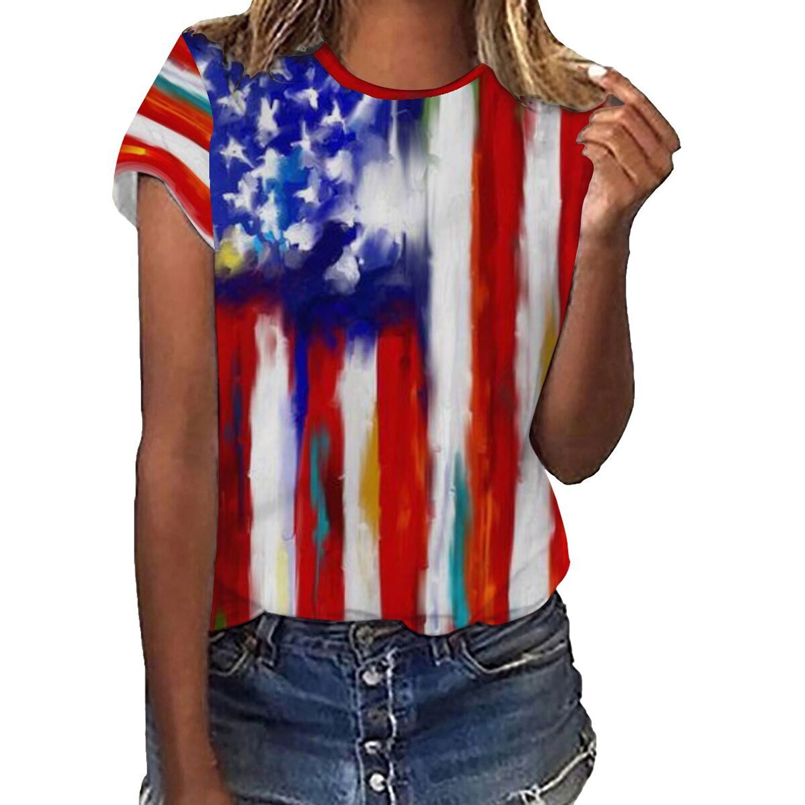 Pmuybhf Female July 4th Womens Tops Casual Fall 2024 Womens Casual