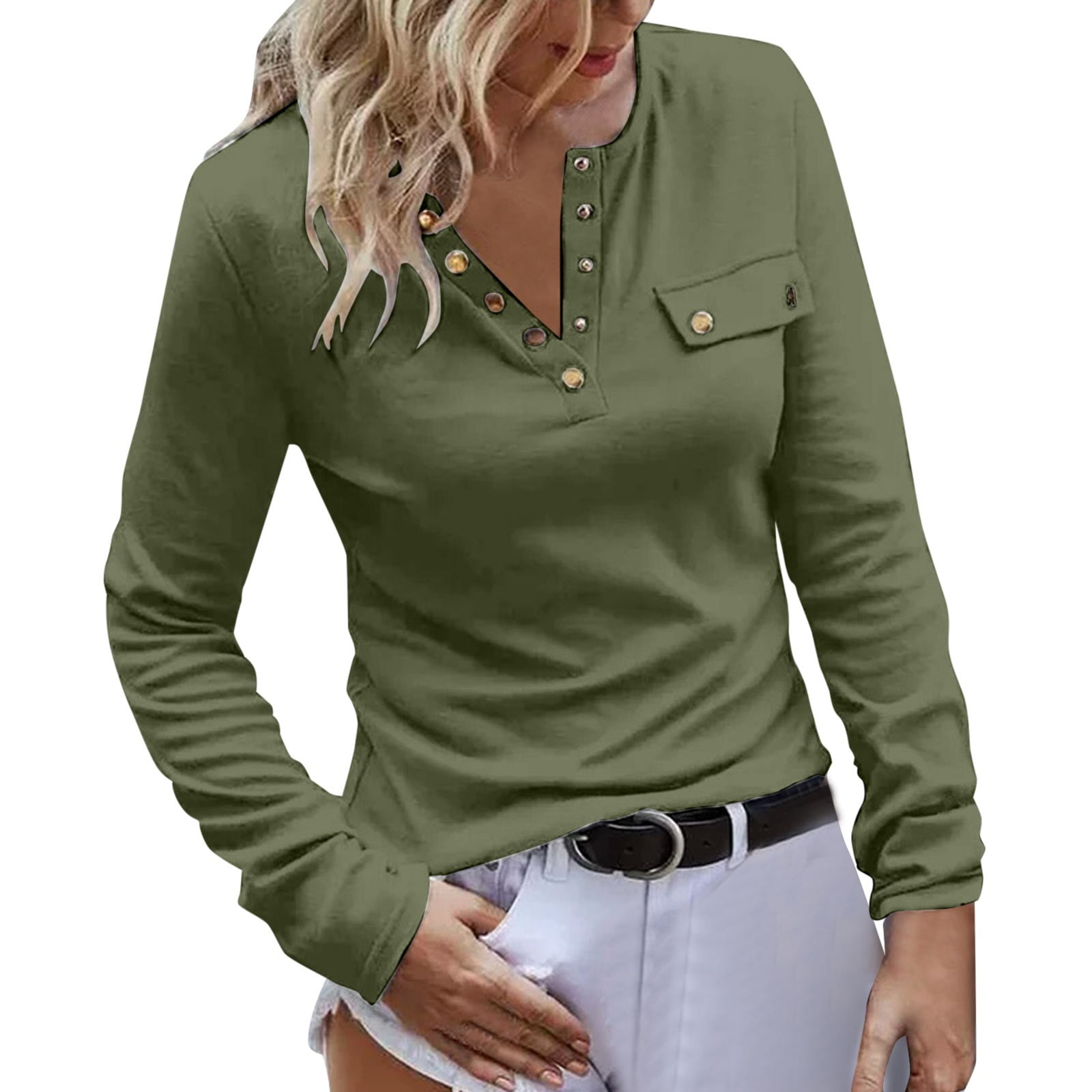 Pmuybhf Female July 4th Womens Tops Sexy Casual Cleavage 2024 New