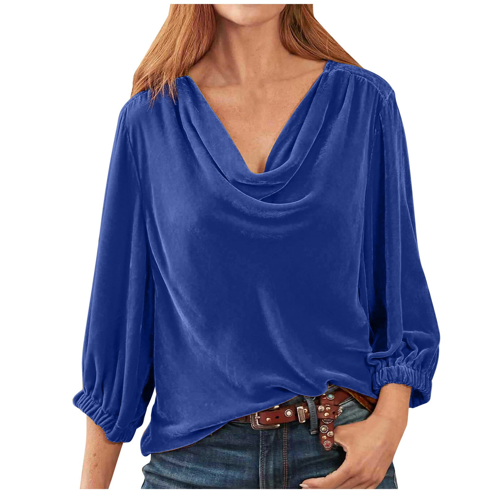 Pmuybhf Female July 4th Womens Tops Sexy Casual Cleavage Women Velvet T
