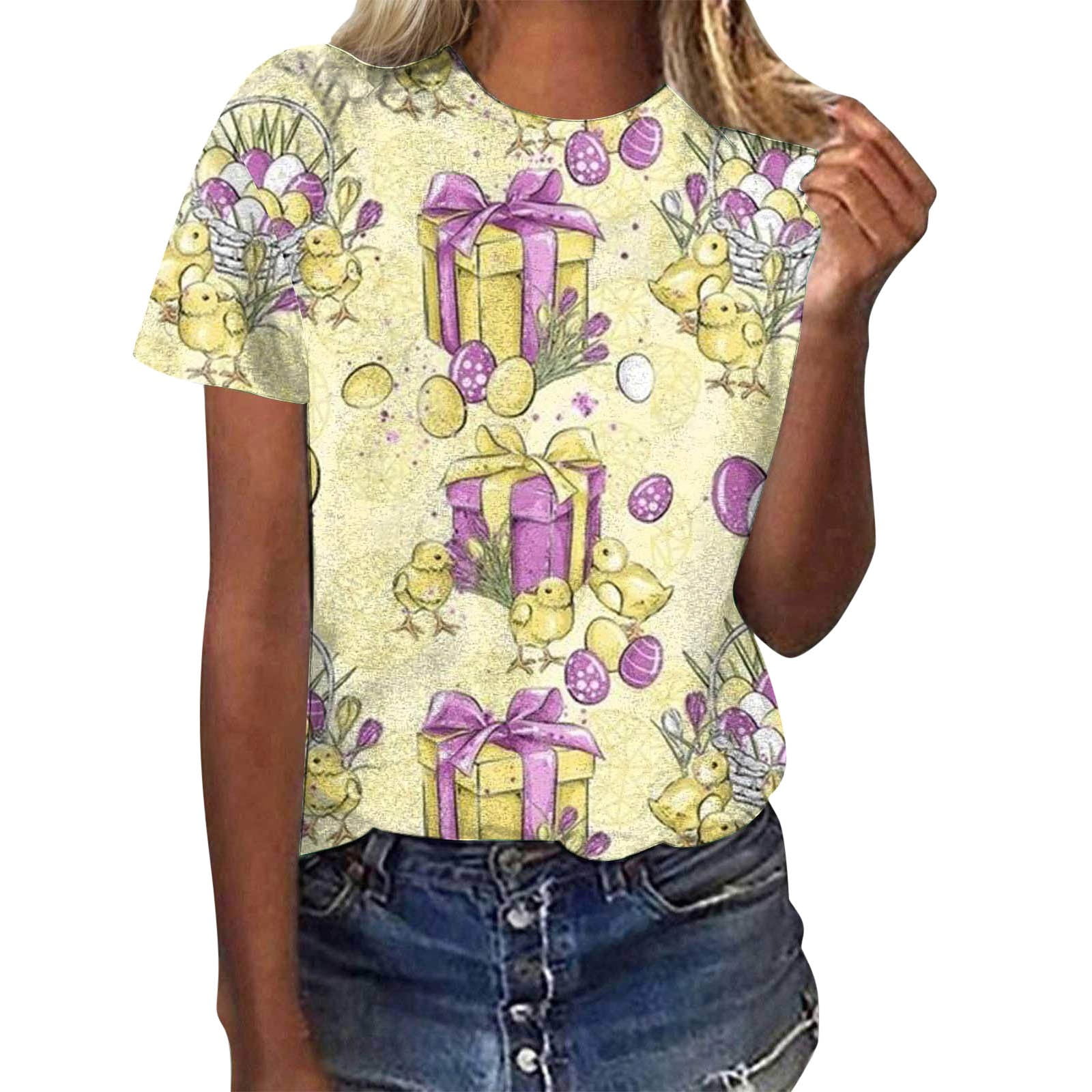 Pmuybhf Female July 4th Womens Tops Trendy Going Out Womens Easter