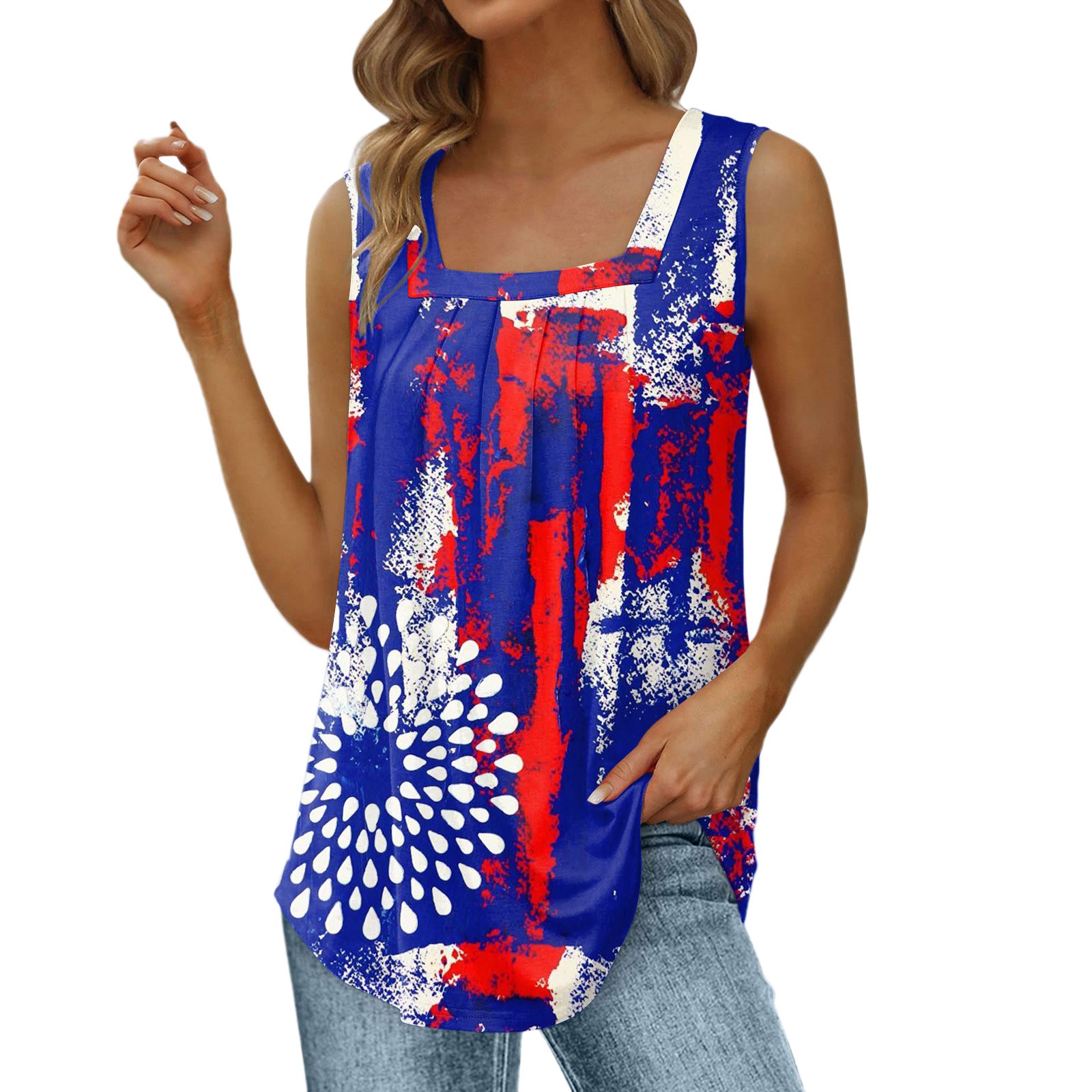 Pmuybhf Female L 4th Of July Black Tank Top Woman Dressy Summer Vest