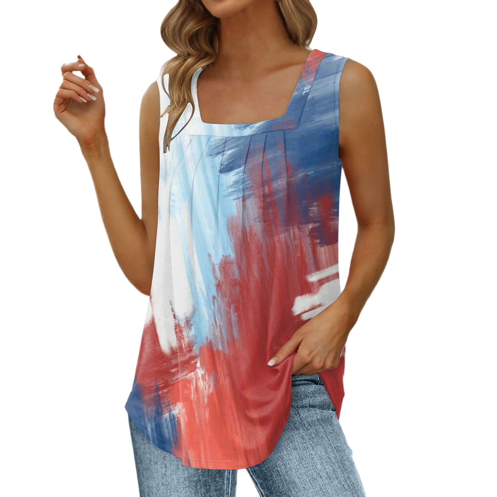 Pmuybhf Female S 4th Of July Black Tank Top Woman Dressy Summer Vest