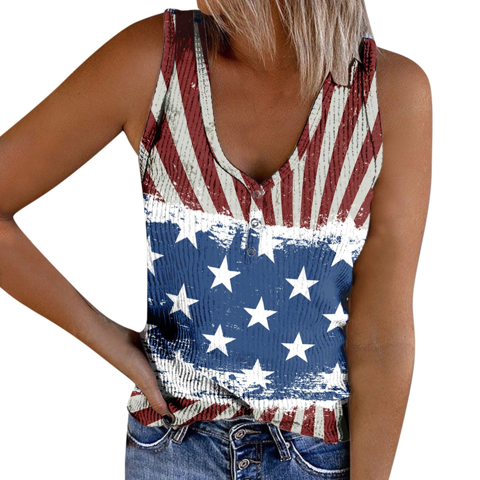 Pmuybhf Female S 4th Of July Black Tank Top Women Plus Size Women