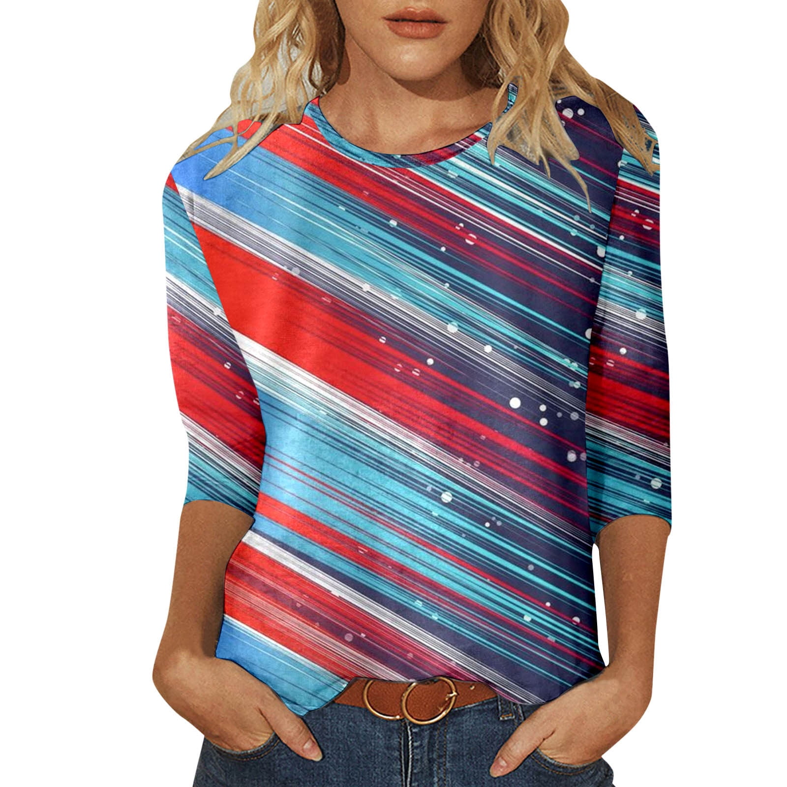 Pmuybhf Female Tank Top For Women With Built In Bra Summer 4 July Women
