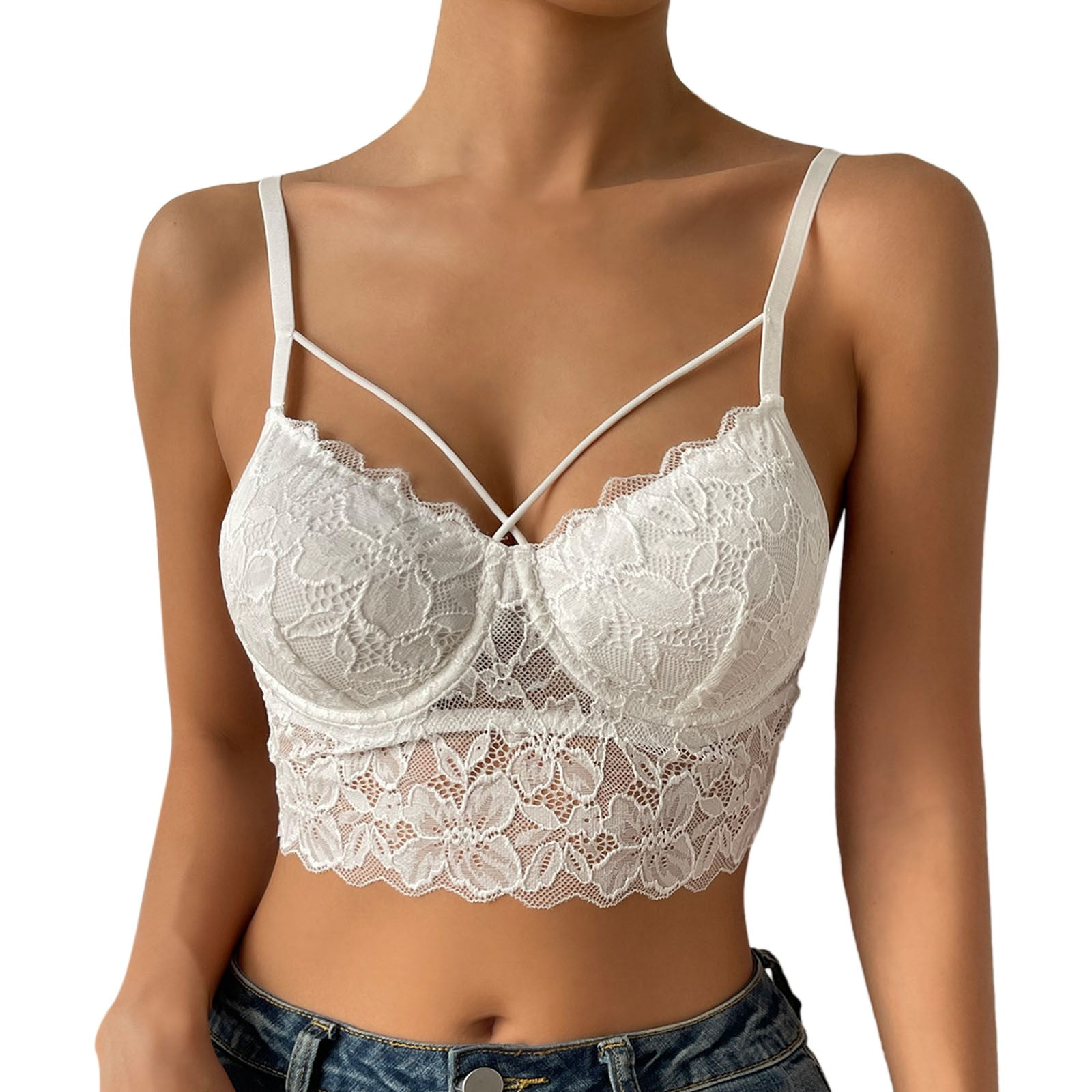 Pmuybhf Female Womens Strapless Bras Backless Womens Lace Beautiful Back Mesh Street Style Tube