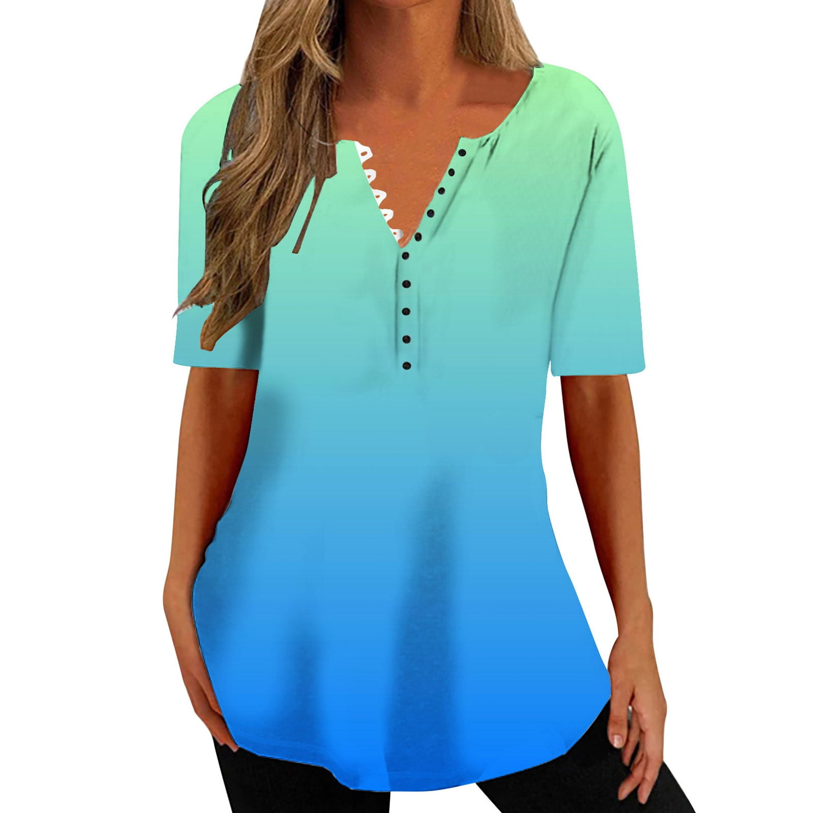 Pmuybhf Female Womens Tops Dressy Casual 3 4 Sleeve Summer Shirts For