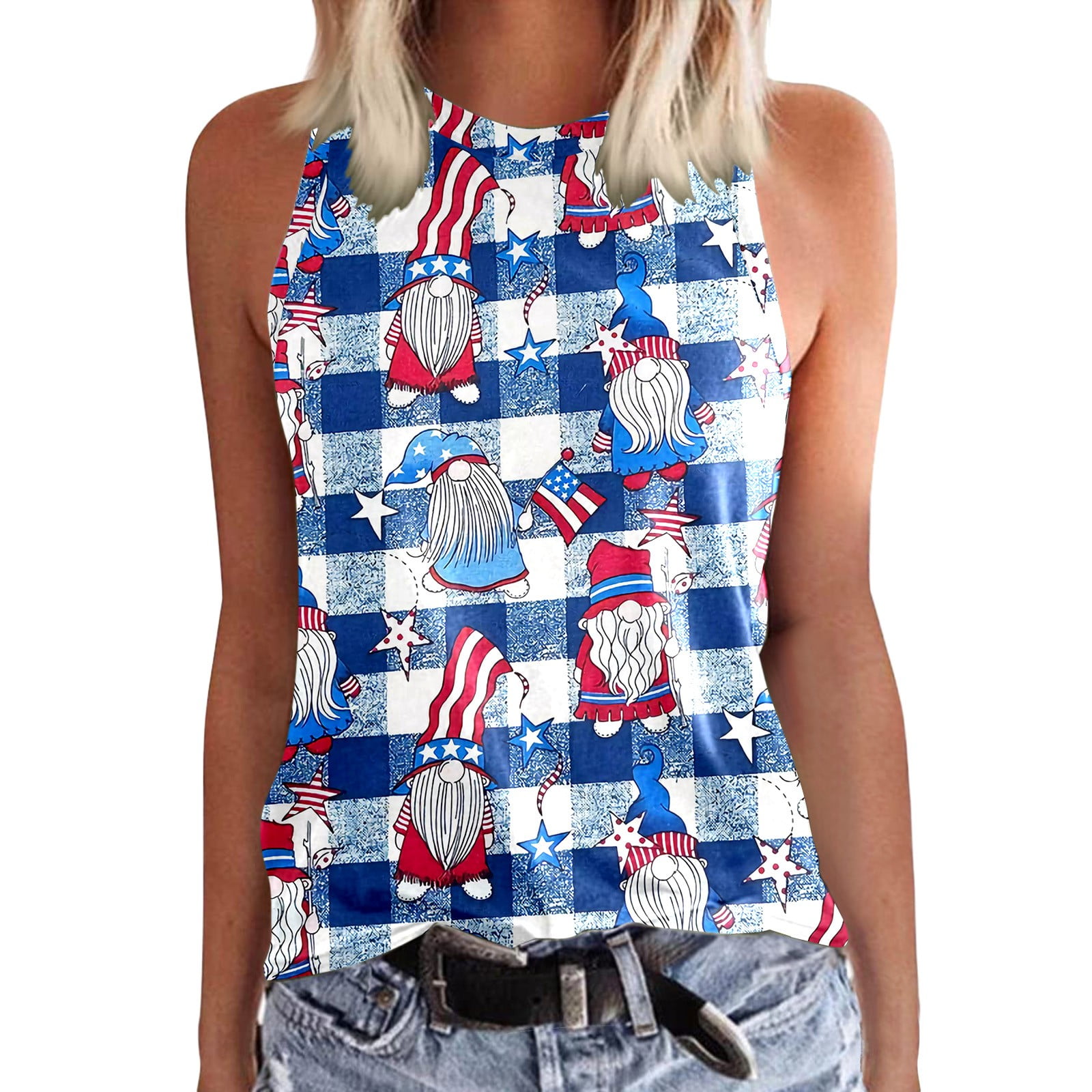Pmuybhf Female Xl 4 July Cropped Tank Top With Built In Bra Lace Vest