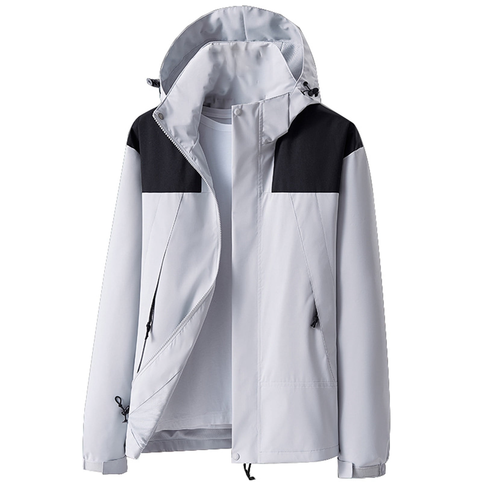 PMUYBHF Jean Jacket Men Ripped with Red Hood Mens Rain Jacket ...