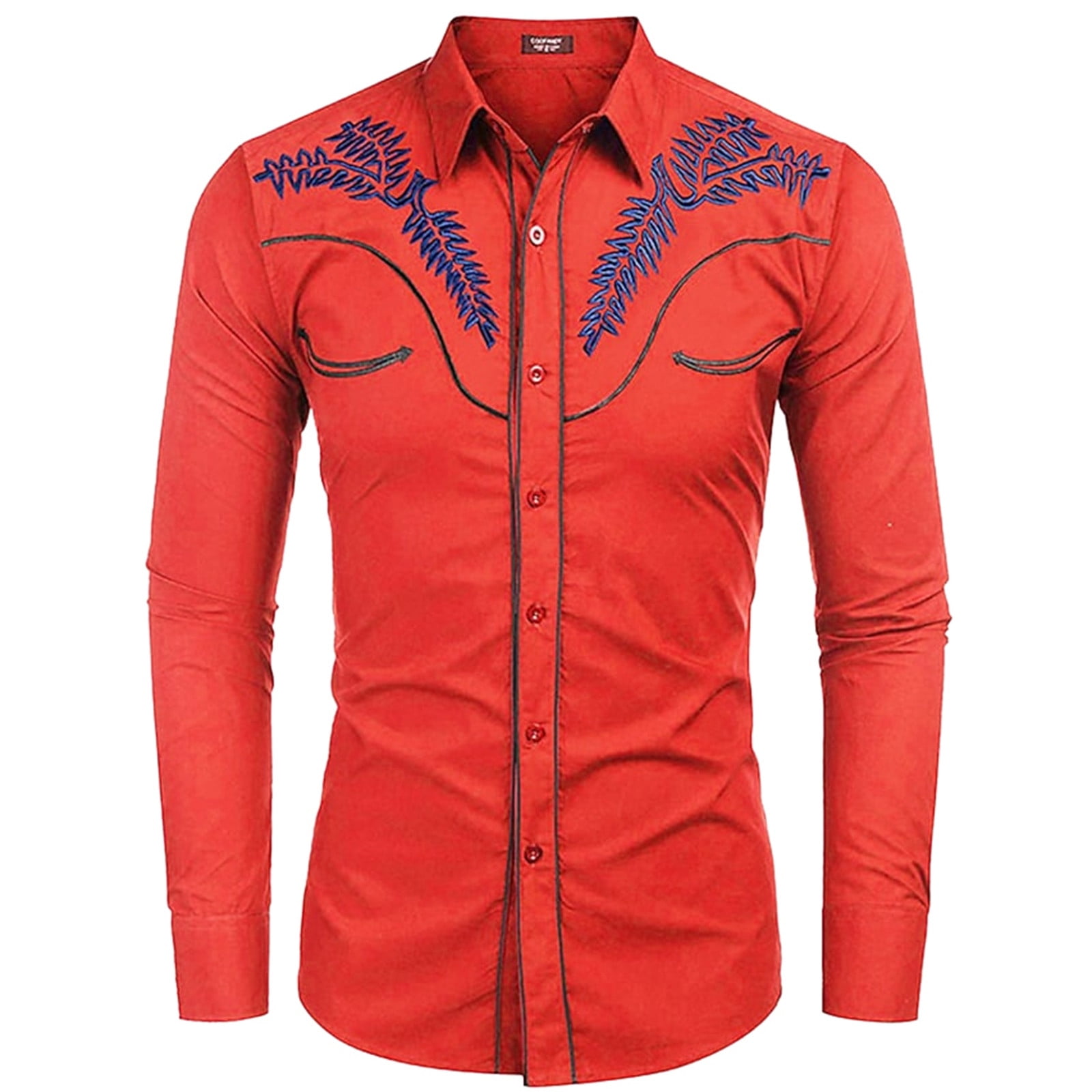 Pmuybhf Male White Shirt Men Slim Fit 4 July Mens Western Denim Shirt