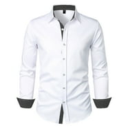 Alimens & Gentle Men's Solid Long Sleeve Business Shirt Wrinkle-Free ...