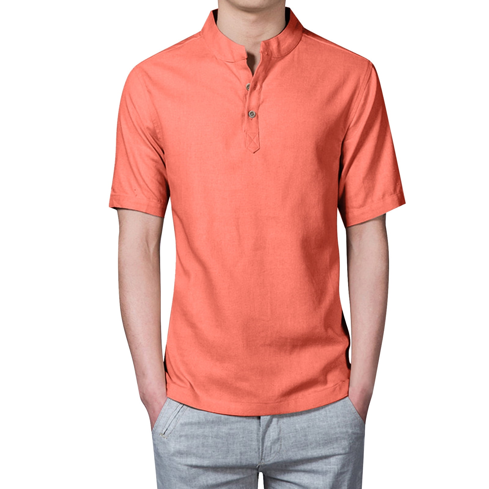 Pmuybhf Male Xxxxxl Linen Shirts 4july Mens Cotton Linen Henley Shirt Short Sleeve Hippie
