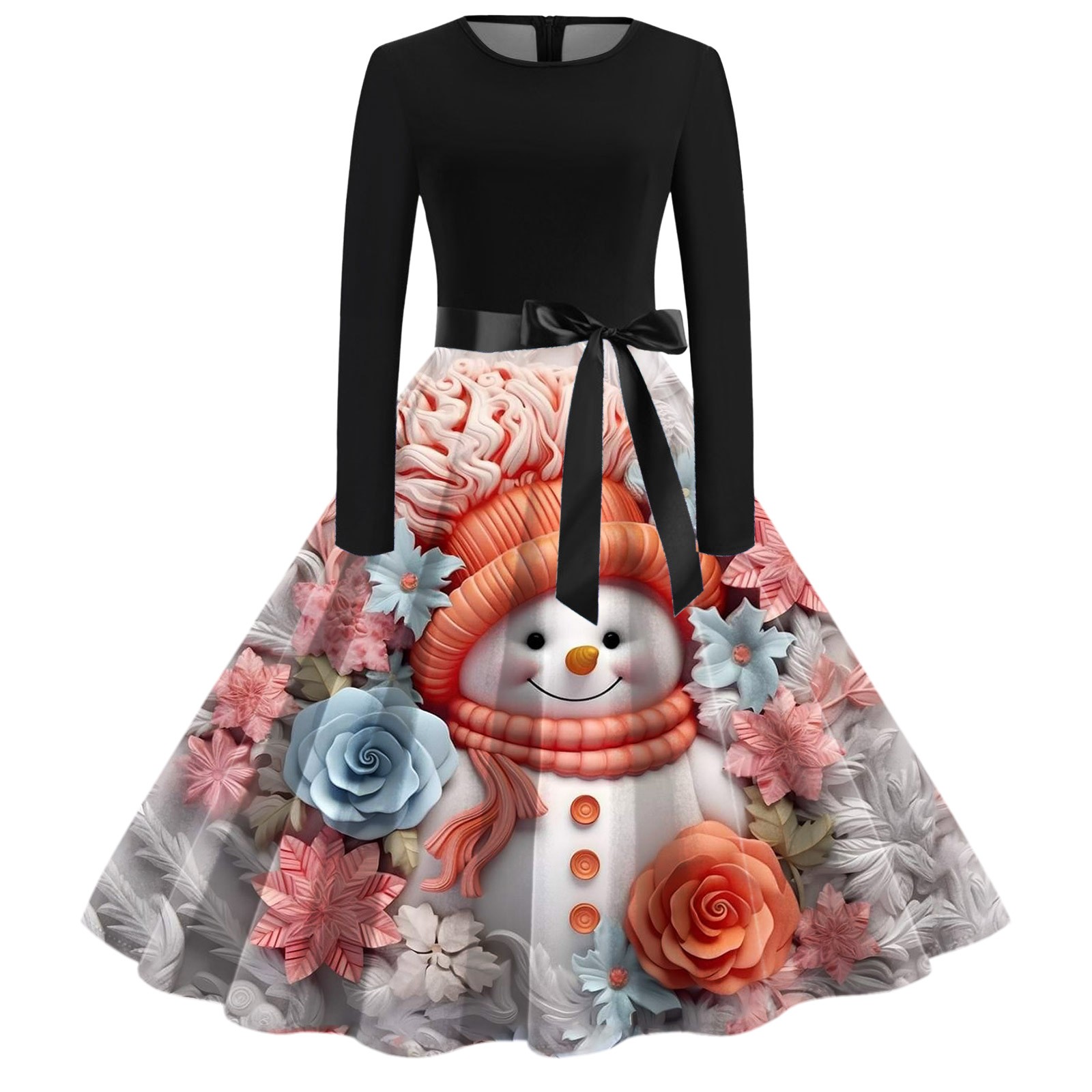 PMUYBHF Winter Wedding Guest Dress Women's Midi Dress Long Sleeve ...