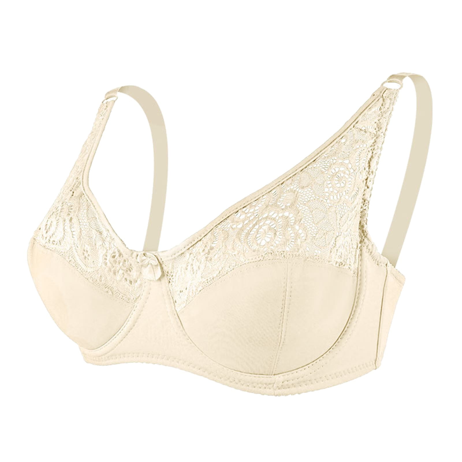 PMUYBHF Women's Border Bra Lace Adjustable Bra with Steel Ring Gathered ...