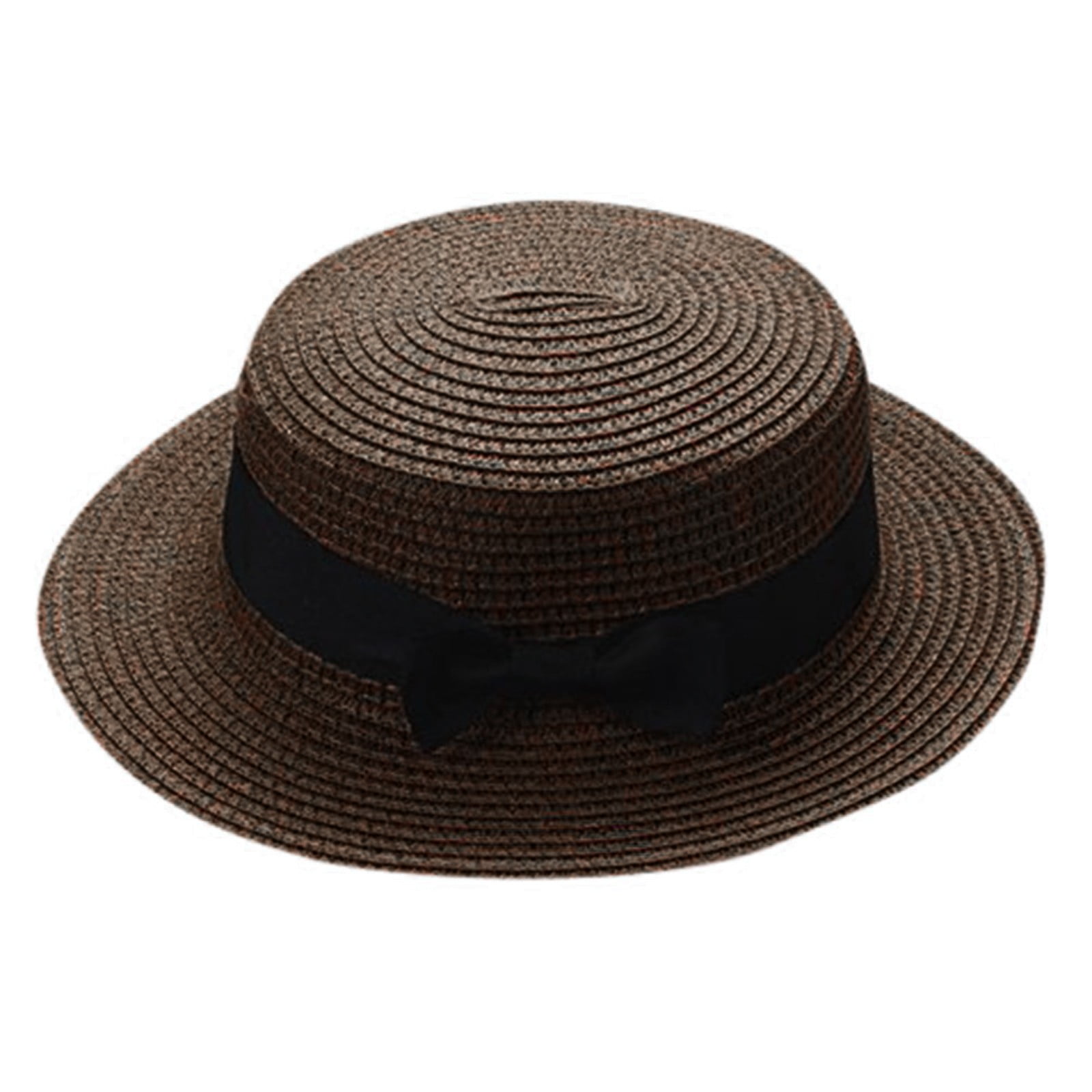 PMVFHDE Classic Floppy Bow Straw Hat for Women Men Summer Beach Sun ...