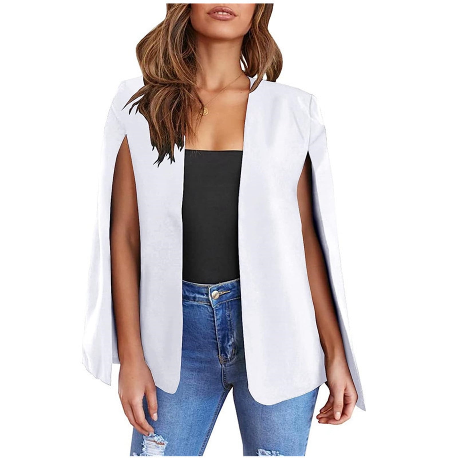 PMVFHDE Coats for Women Relaxed Cape Design Structured Shoulder Draped ...