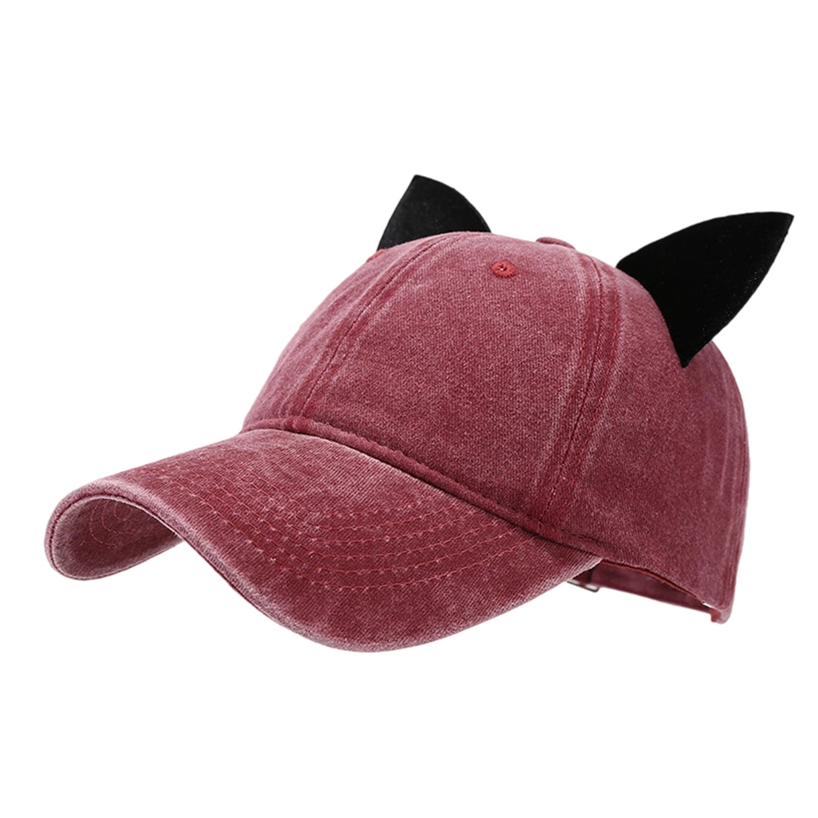 PMVFHDE Cute Velvet Cat Ear Baseball Cap Women's Soft Top Dad Hat ...