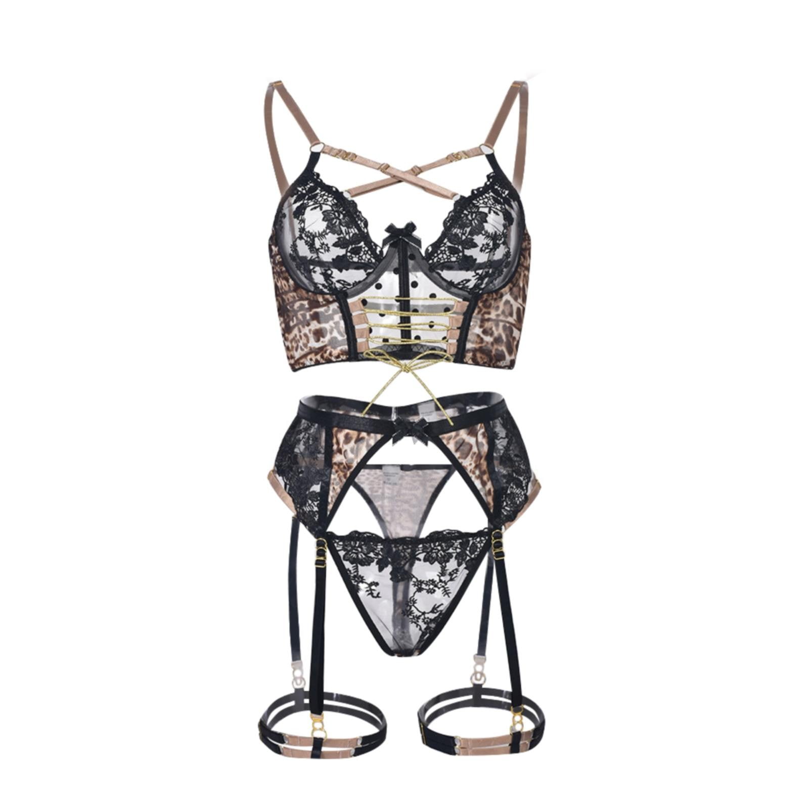 Pmvfhde Lingerie Plus Size Lingerie Corset Set Lace Bodysuit Black Satin Boudoir Outfits Exotic