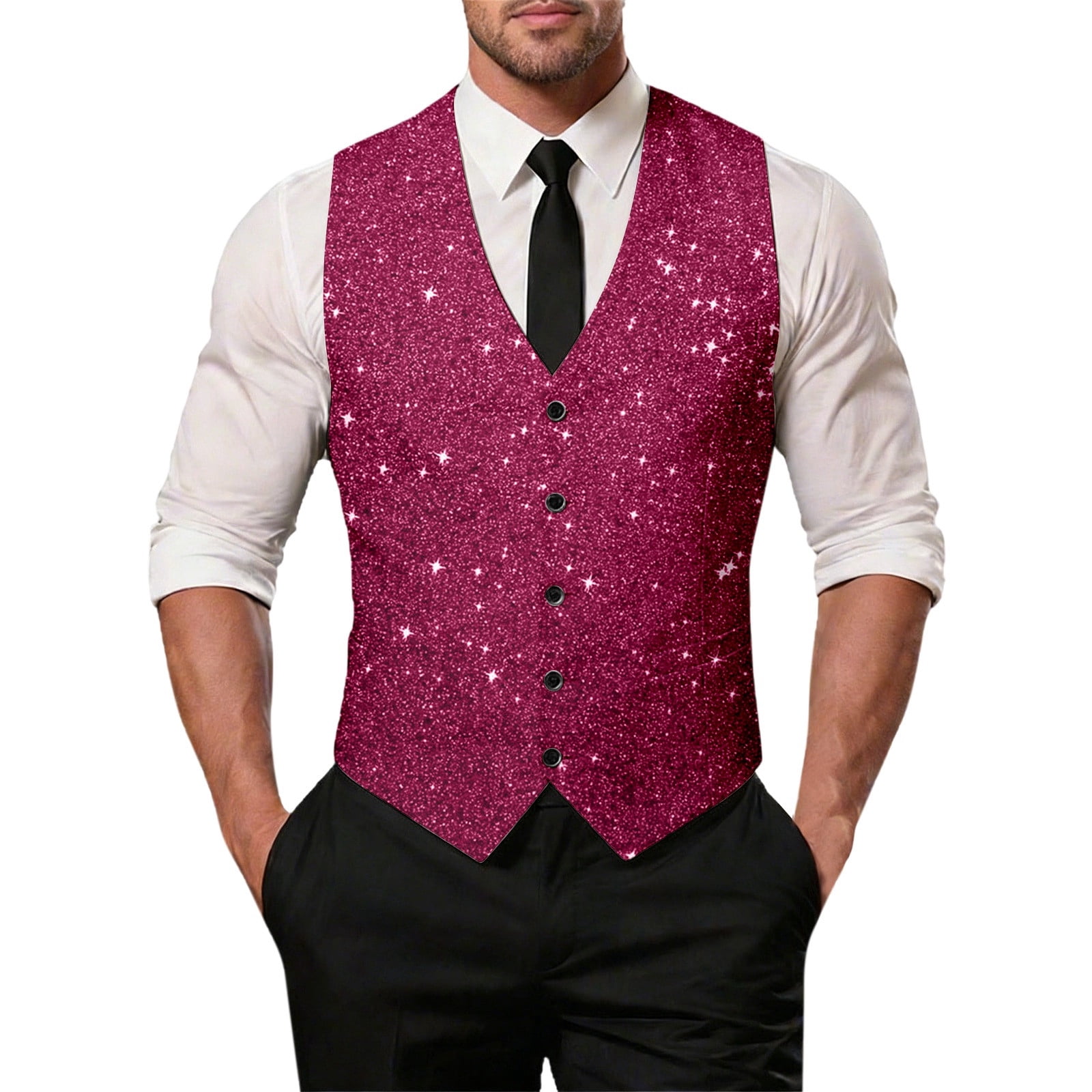 PMVFHDE Men Formal Tailored Slim Fit Suit Vest Vest For Men Solid Color ...