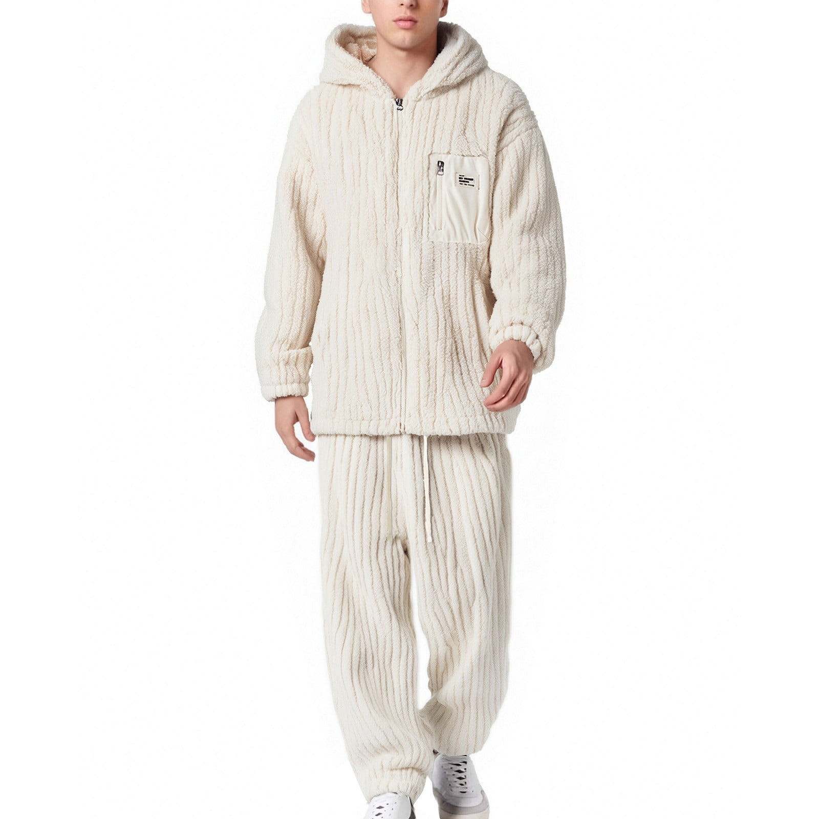 PMVFHDE Men's Winter Plus Size Pajamas Extra Thick Coral Soft Zip Up ...