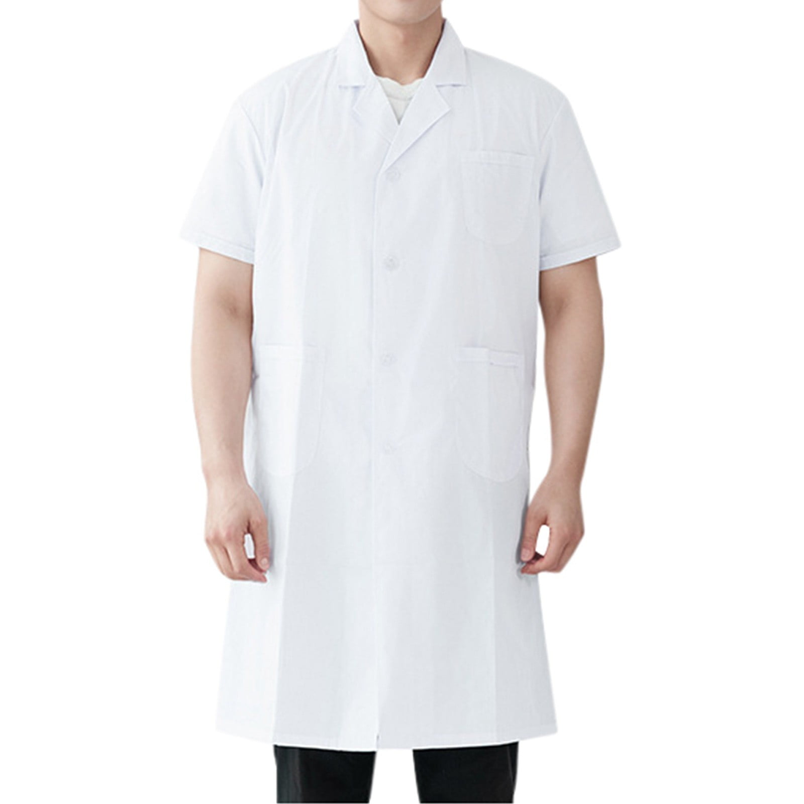 PMVFHDE Unisex Nurse Uniforml Long Length Button Short Sleeve V Neck ...