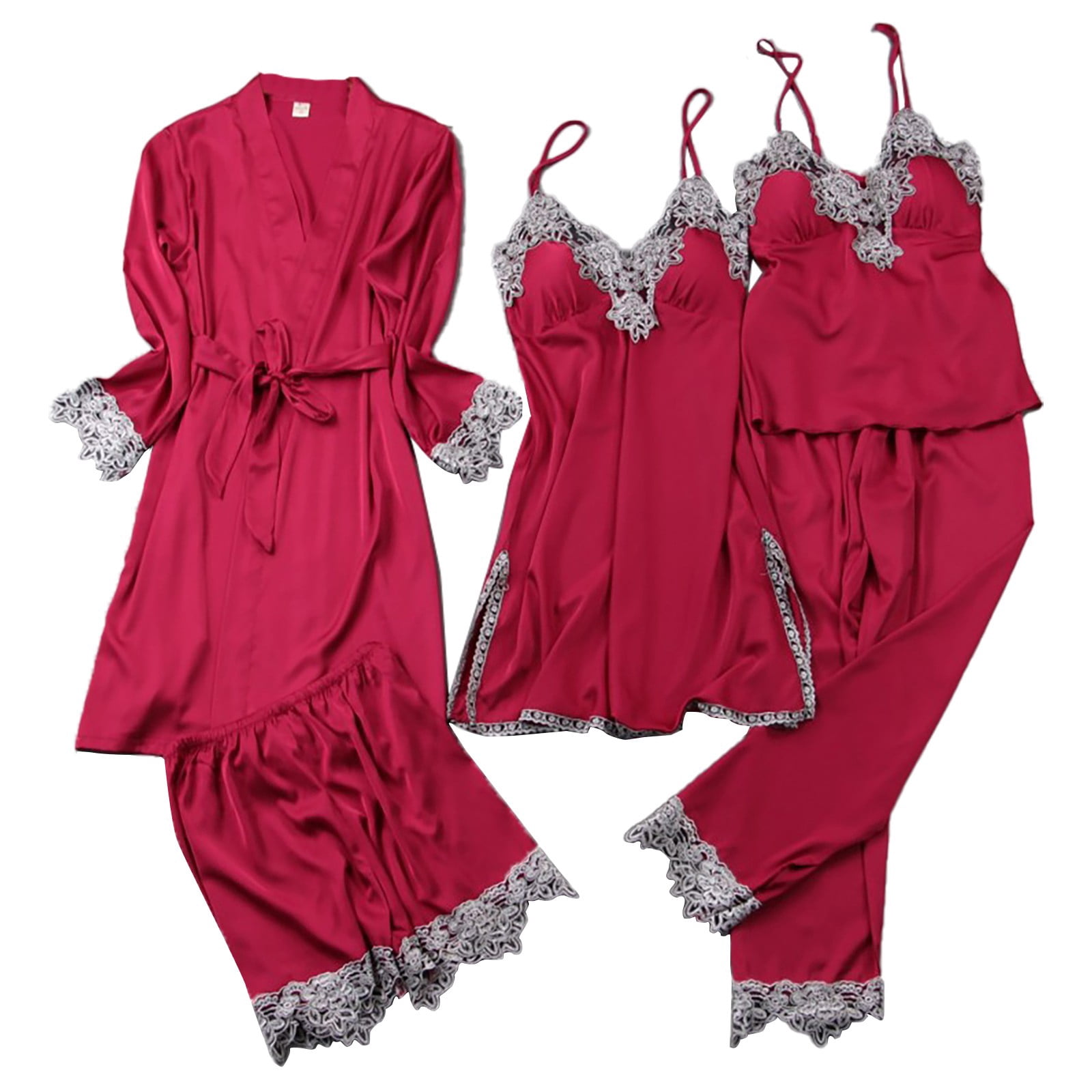 PMVFHDE Women's 5 Piece Lightweight Sleepwear Set Bralette Camisole ...