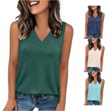PMVFHDE Women's Camisole Loose Fit Solid Color Stretchy V Neck ...