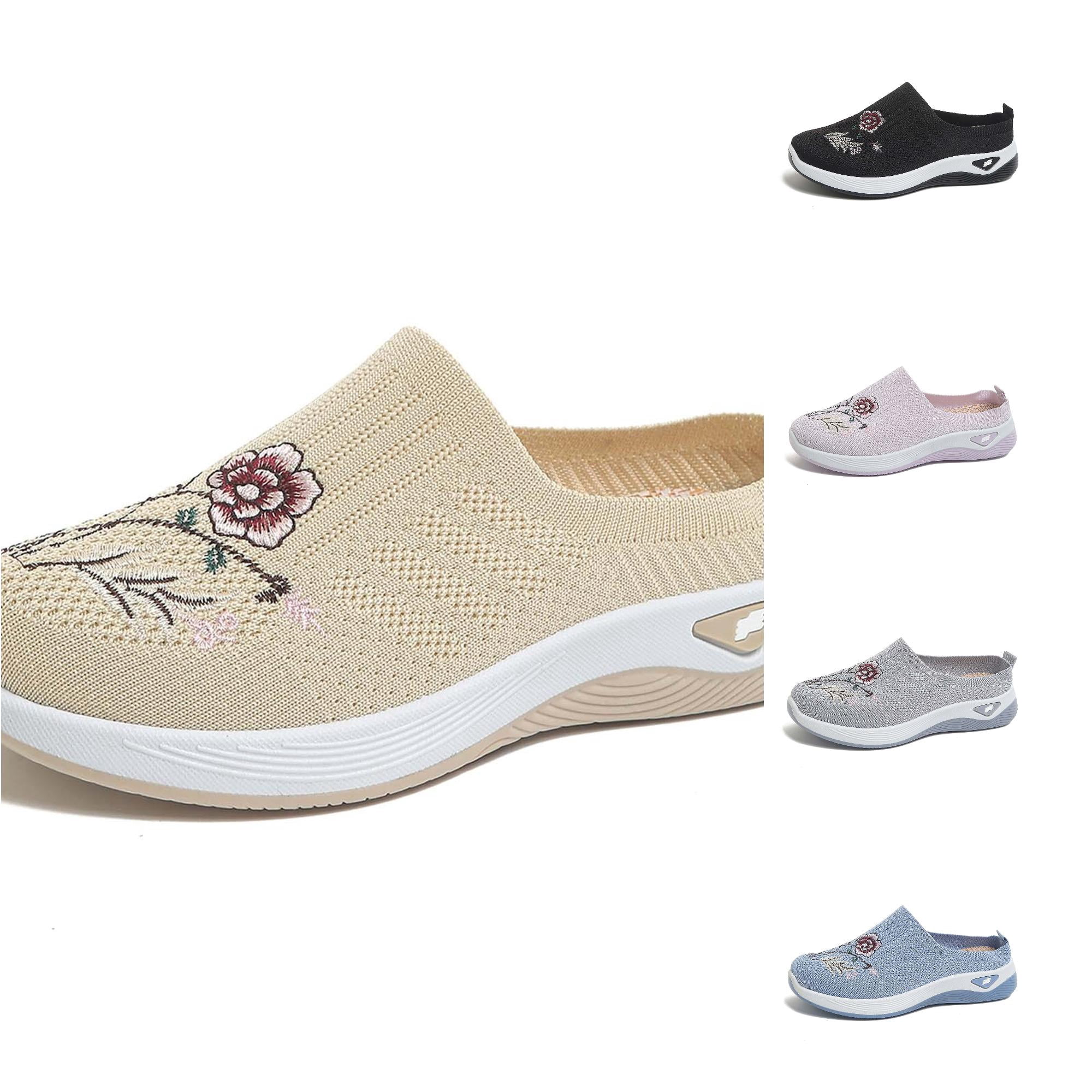 PMVFHDE Women's On Casual Slippers with Soft Insole Breathable Mesh ...