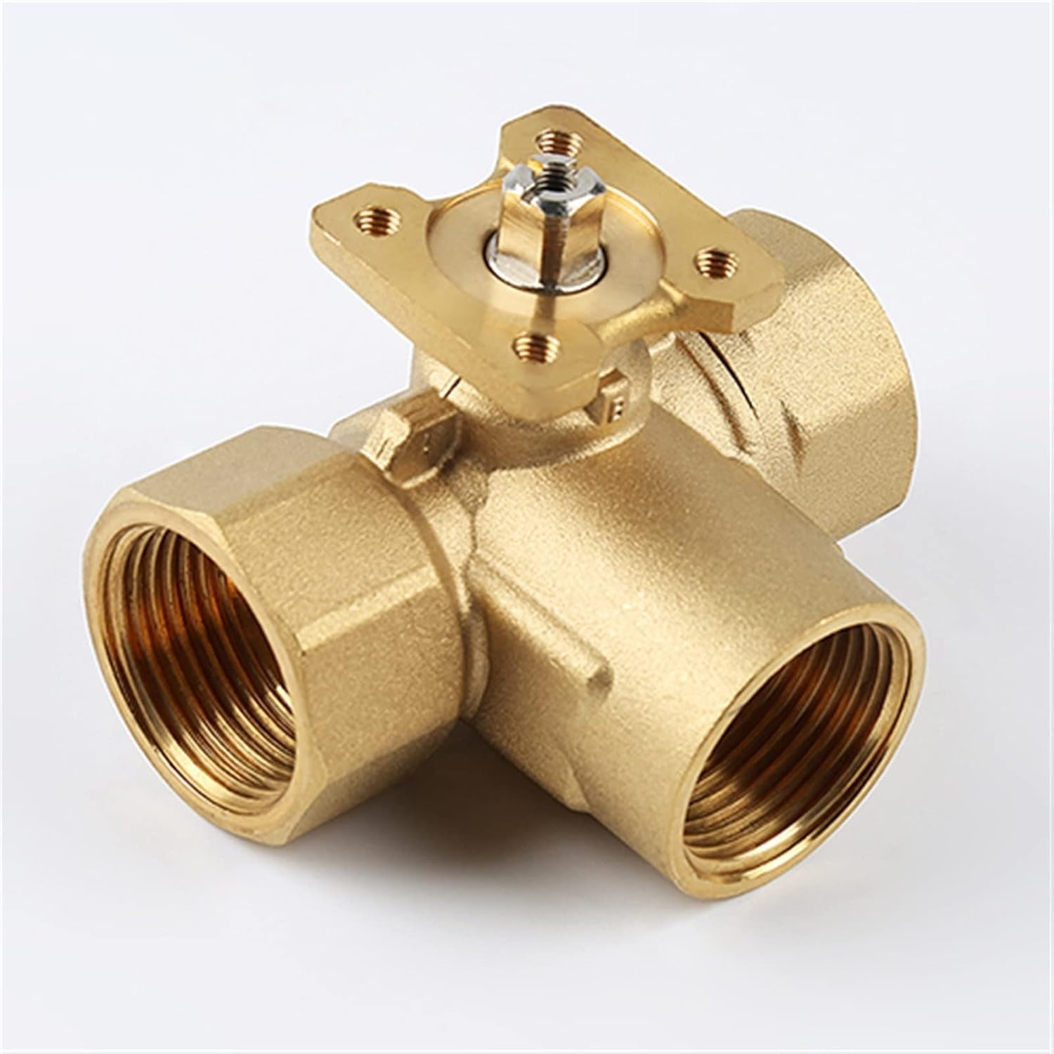 PN20 Brass Valve 3 Way Mixing Flow Ball Valve For HVAC System DN15/DN20 ...